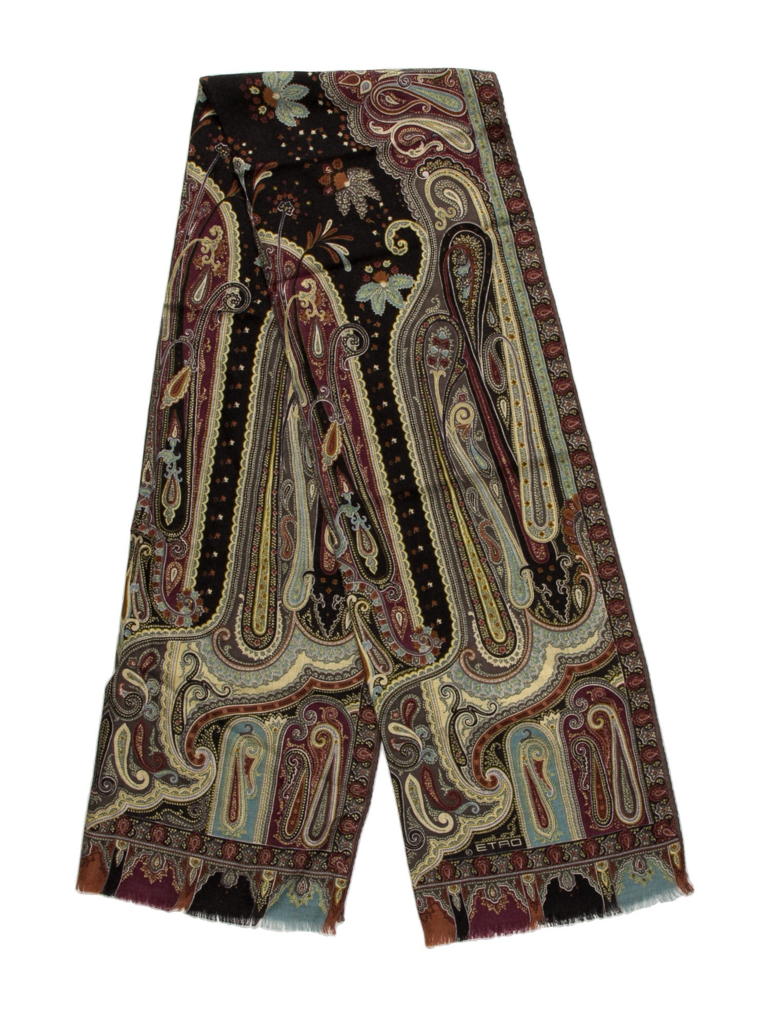 Etro Cashmere Paisley Print Scarf - Burgundy Scarves and Shawls ...