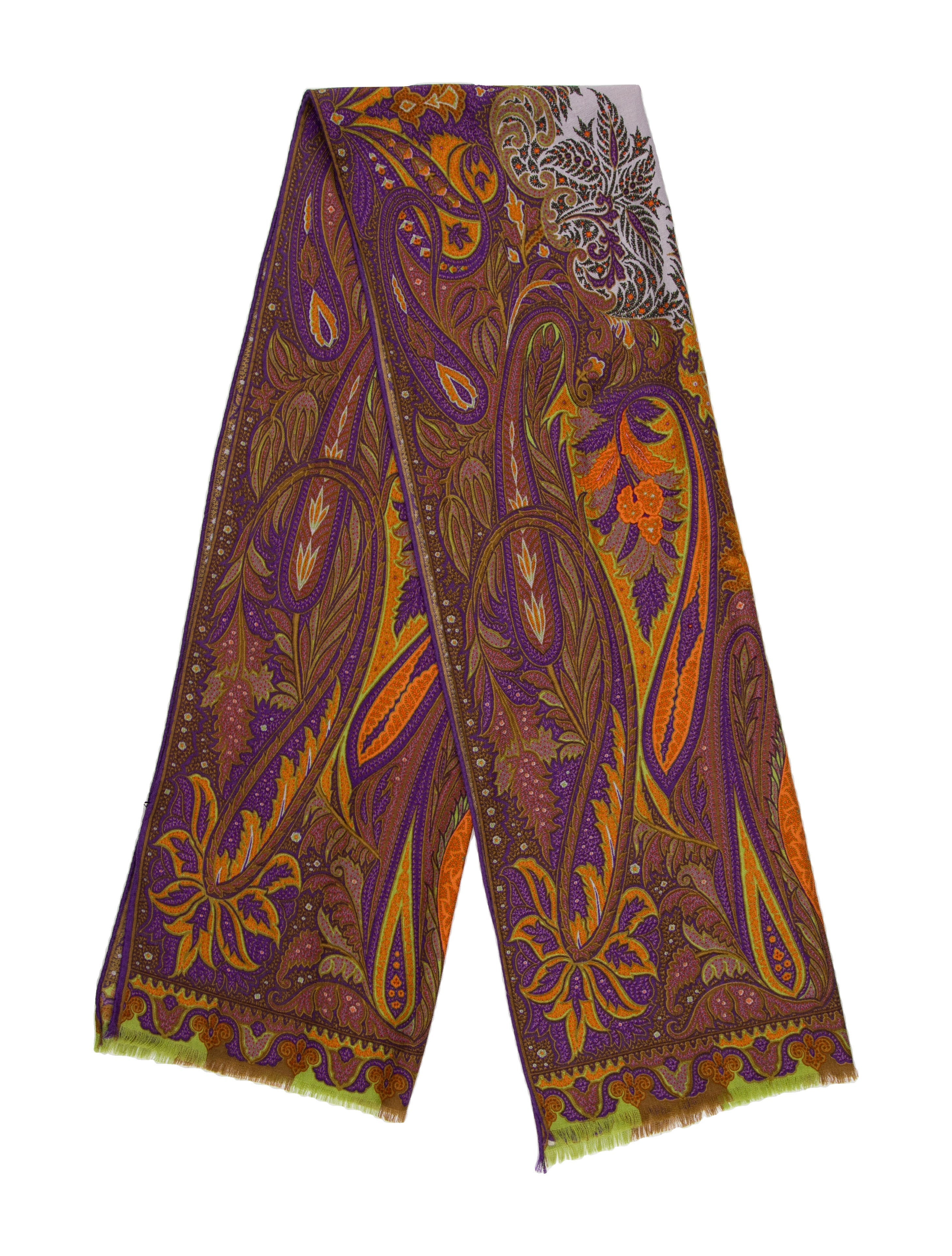 Etro Wool Printed Stole - Green Scarves and Shawls, Accessories - ETR191682 | The RealReal