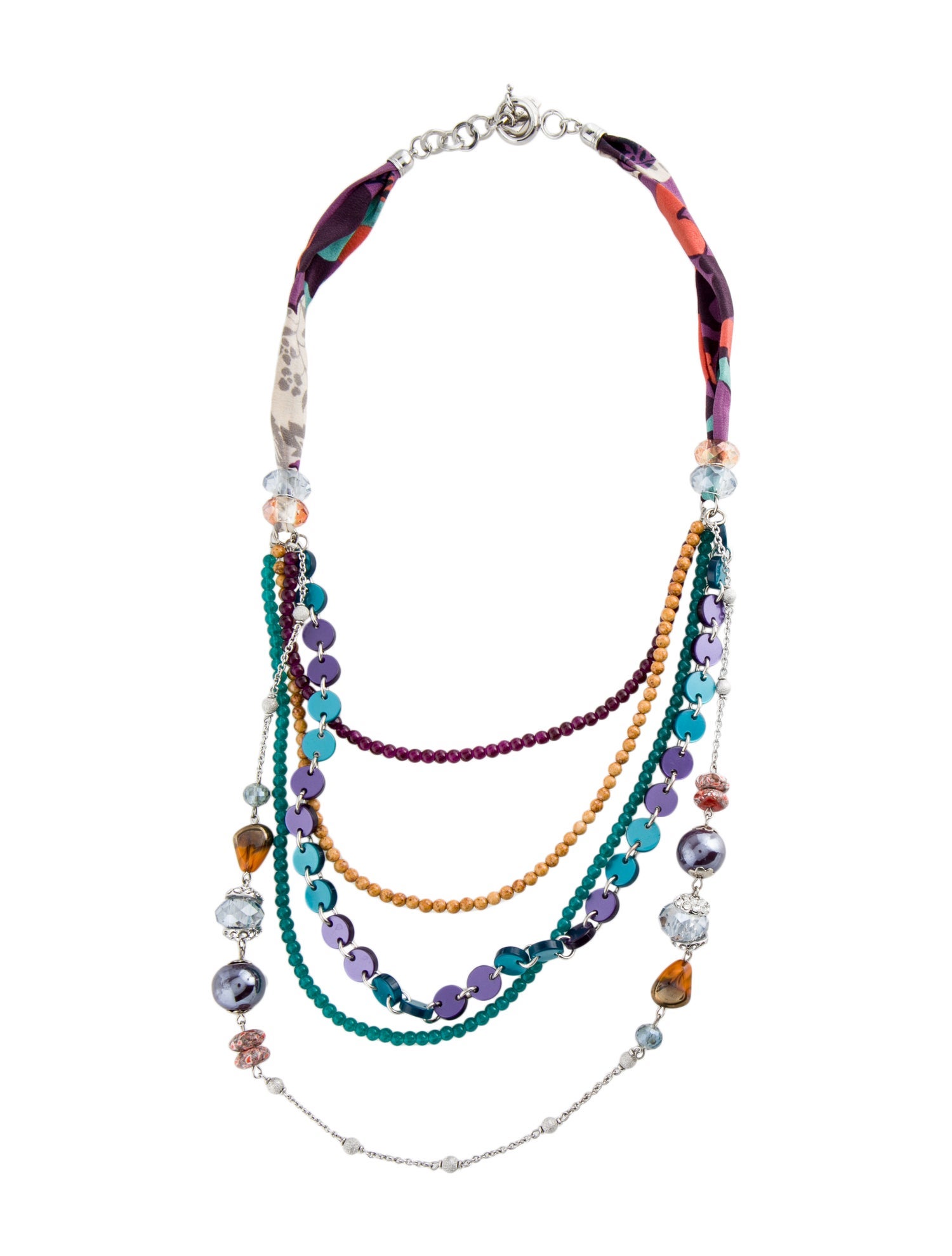 Etro Amethyst, Crystal & Faux Pearl Multistrand Necklace - Silver-Tone ...