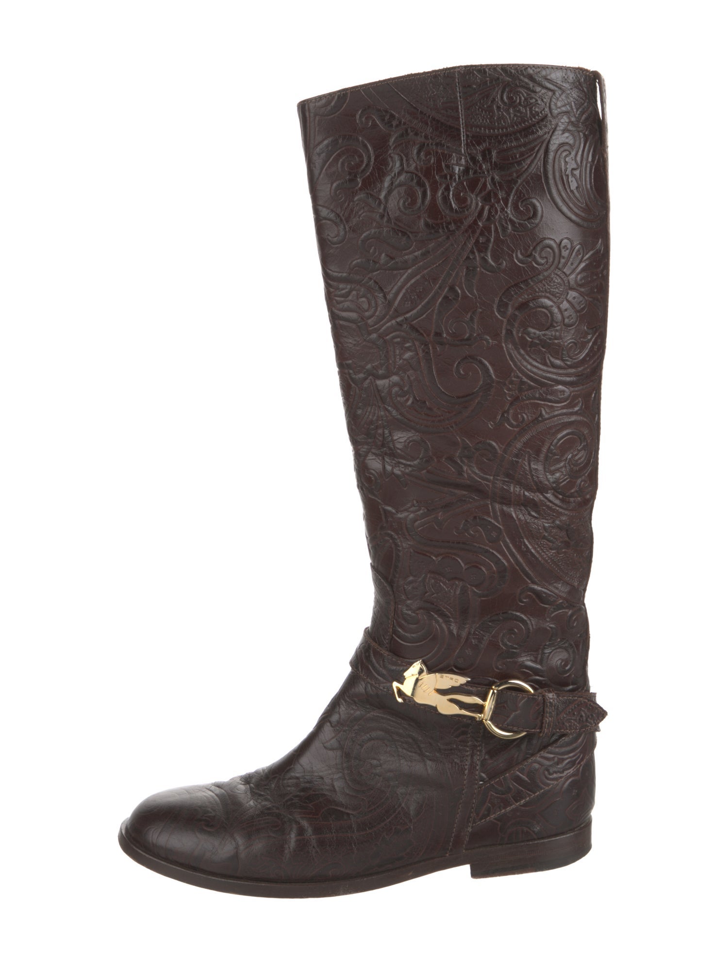 Etro Leather Printed Riding Boots - Brown Boots, Shoes - ETR195774 ...