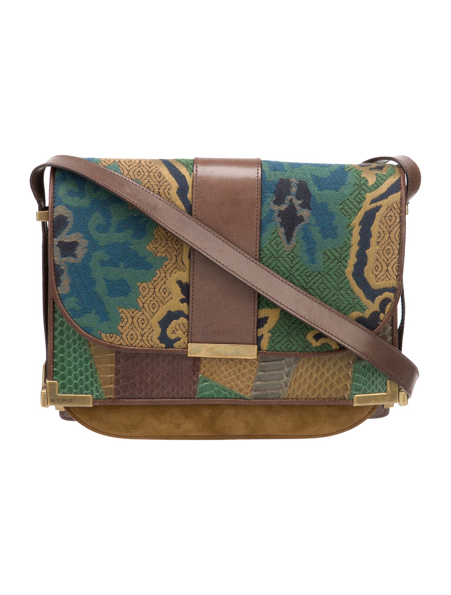 Etro Suede Trim Leather Shoulder Bag - Brown Shoulder Bags, Handbags ...