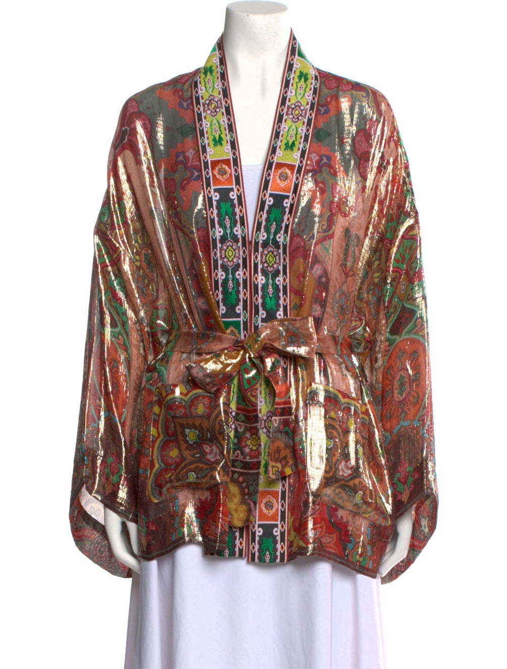 Etro Silk Printed Evening Jacket w/ Tags - Metallic Jackets, Clothing ...