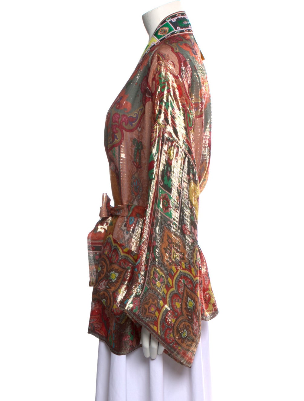 Etro Silk Printed Evening Jacket w/ Tags - Metallic Jackets, Clothing ...