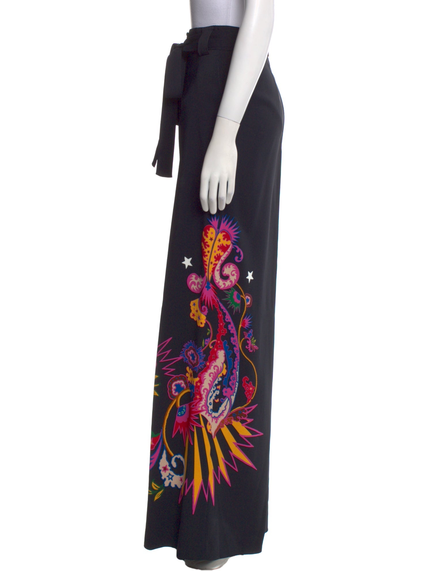 Etro Graphic Print Wide Leg Pants - Black, 13.75" Rise Pants, Clothing ...