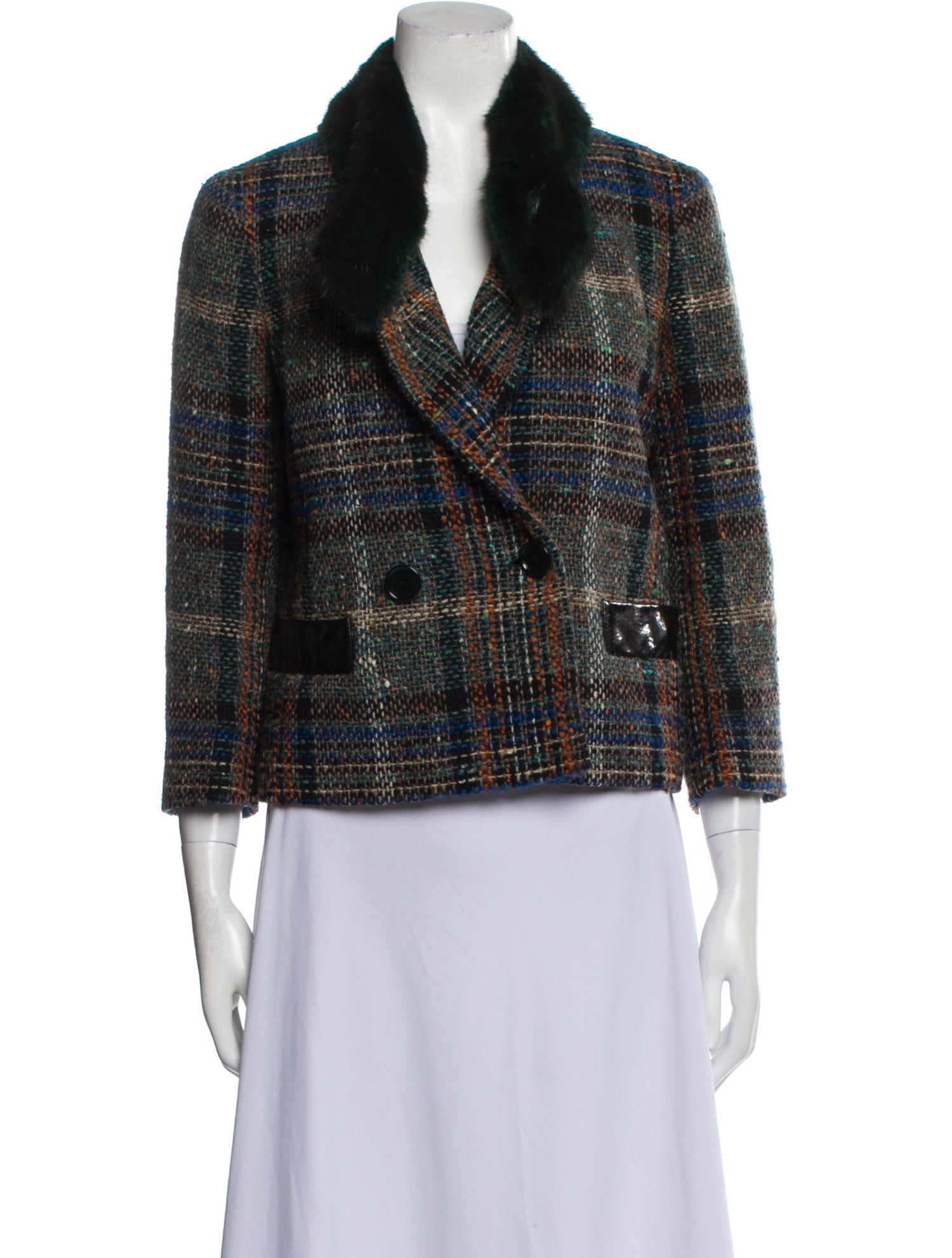 Etro Tweed Pattern Fur Jacket - Green Jackets, Clothing - ETR203013 ...