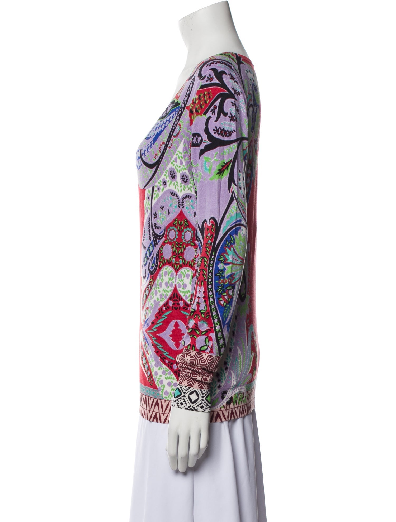 Etro Silk Printed Sweater - Blue Knitwear, Clothing - ETR197302 | The ...