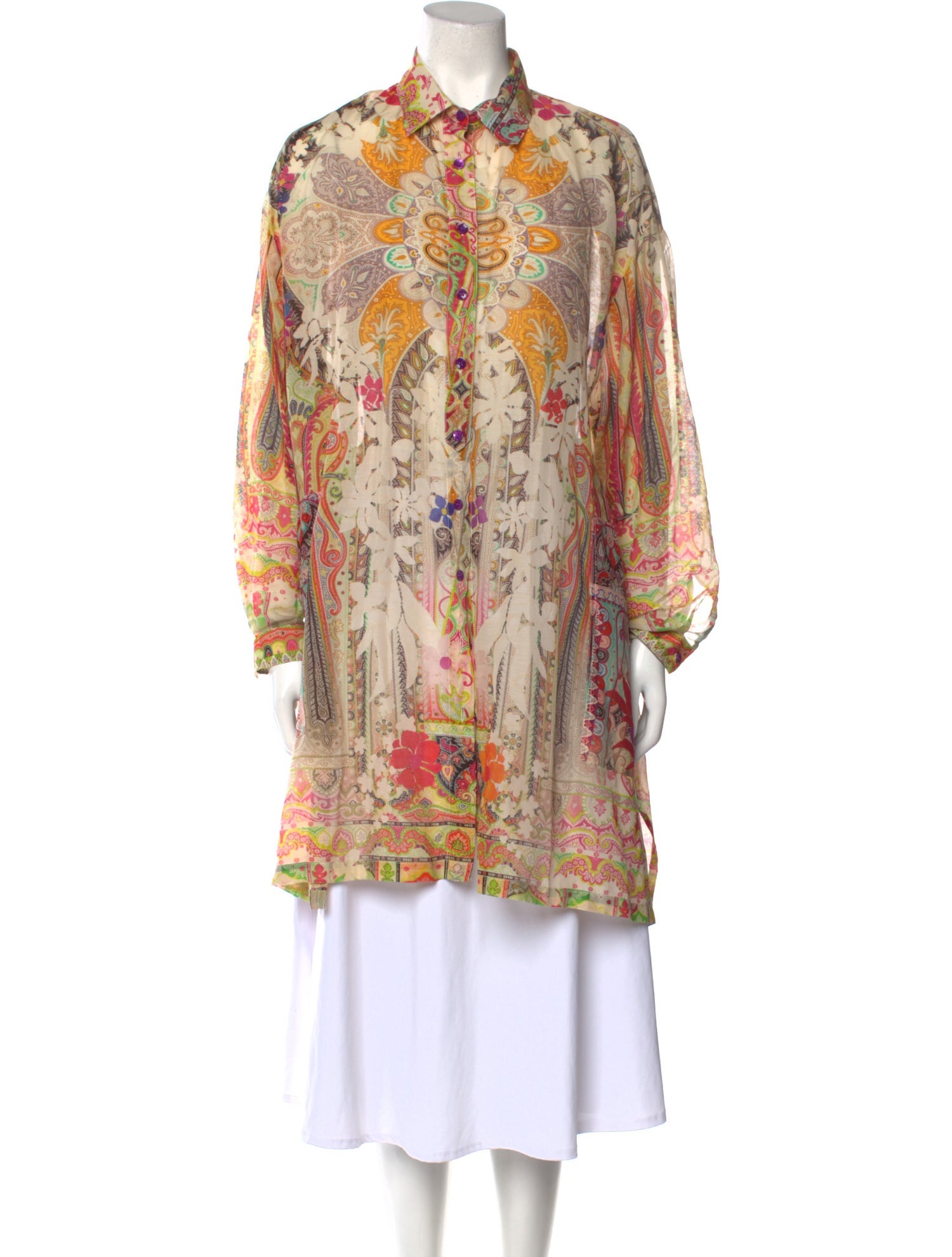 Etro Floral Print Long Sleeve Tunic - Neutrals Tops, Clothing ...
