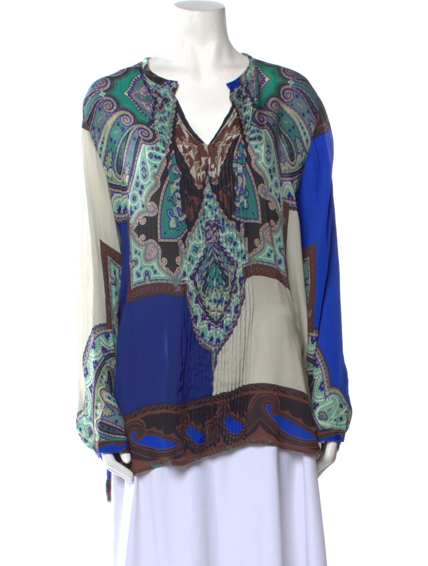 Etro Silk Paisley Print Tunic - Blue Tops, Clothing - ETR207296 | The ...