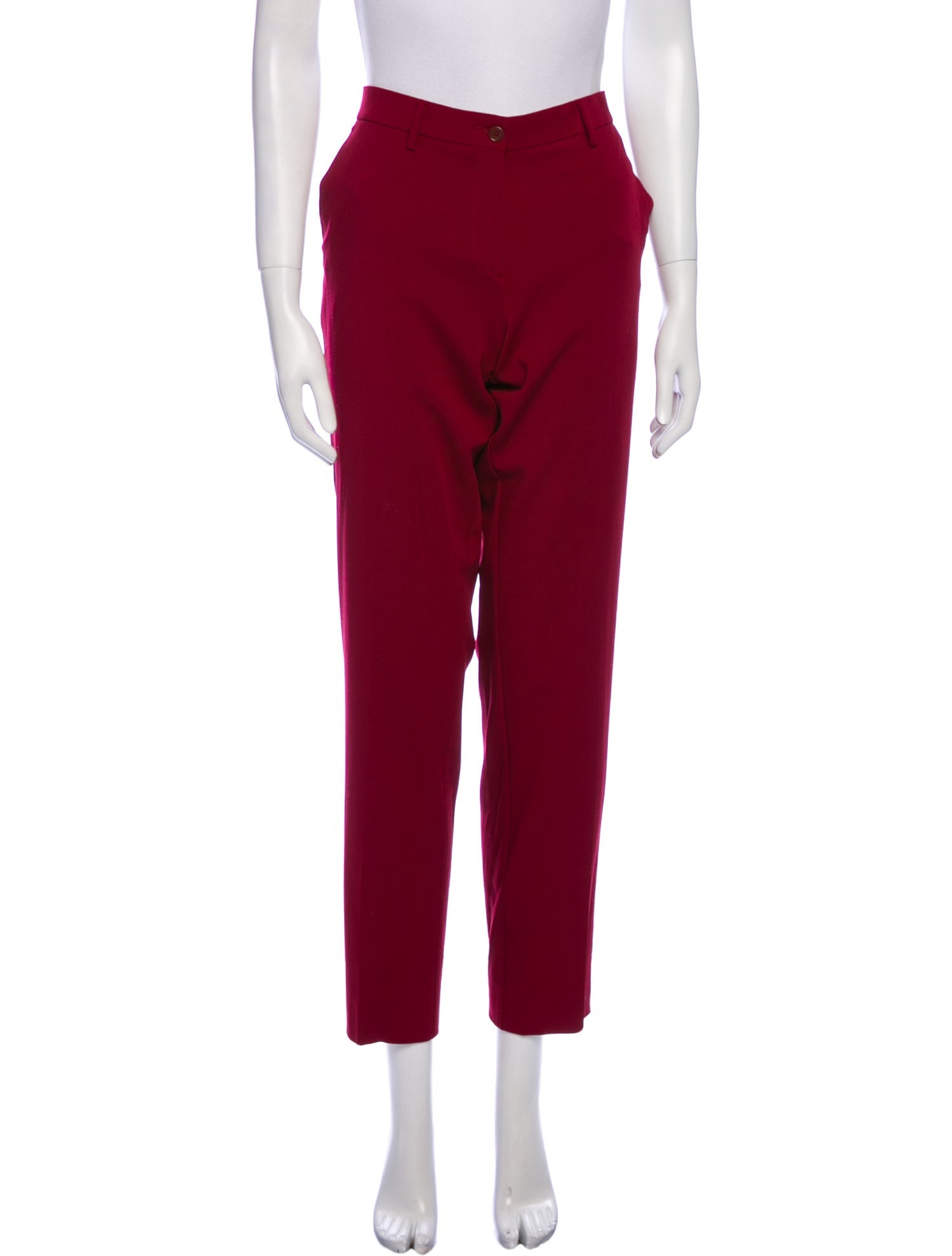 Etro Wool Straight Leg Pants - Red, 9.25" Rise Pants, Clothing ...