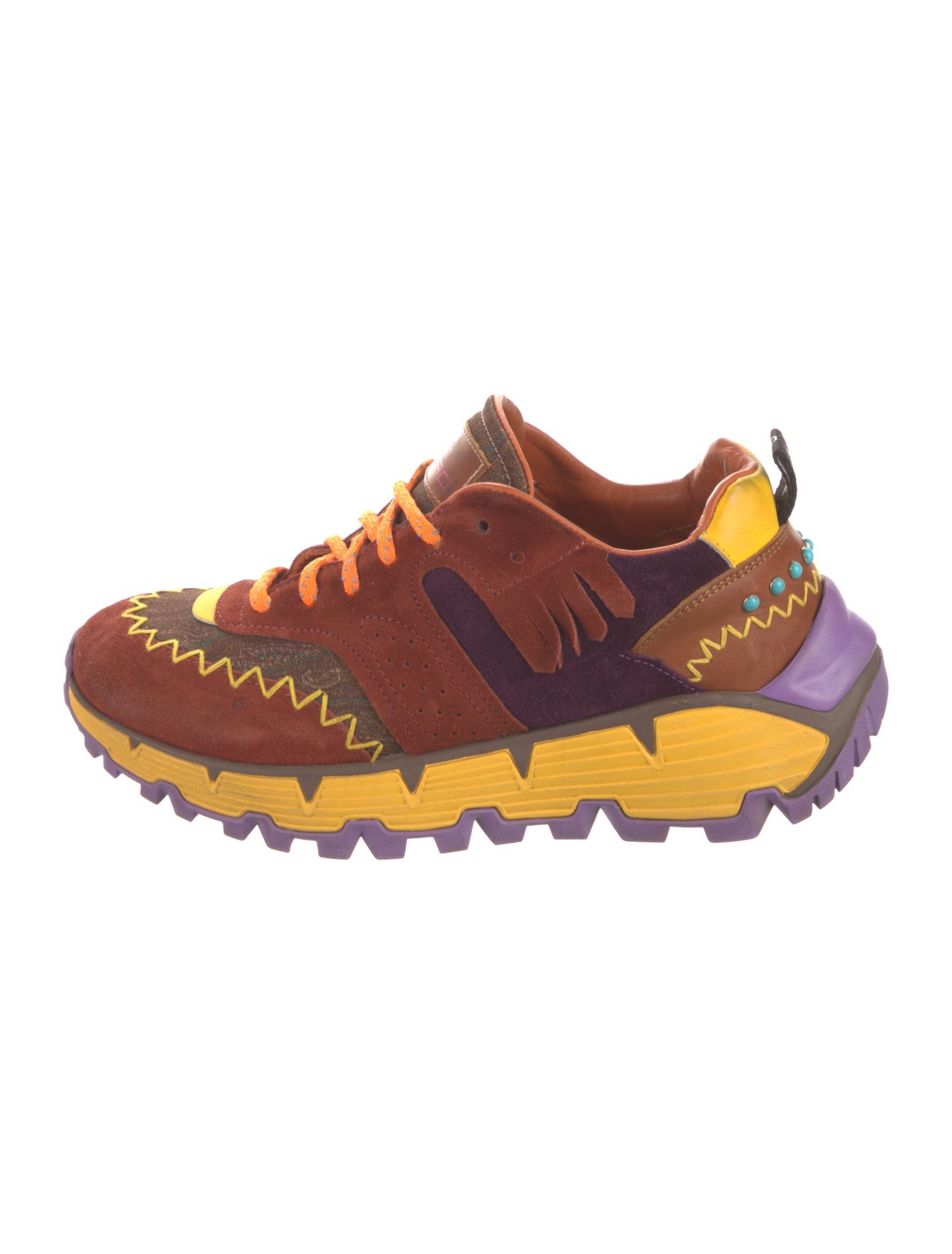 Etro Suede Colorblock Pattern Sneakers - Neutrals Sneakers, Shoes ...