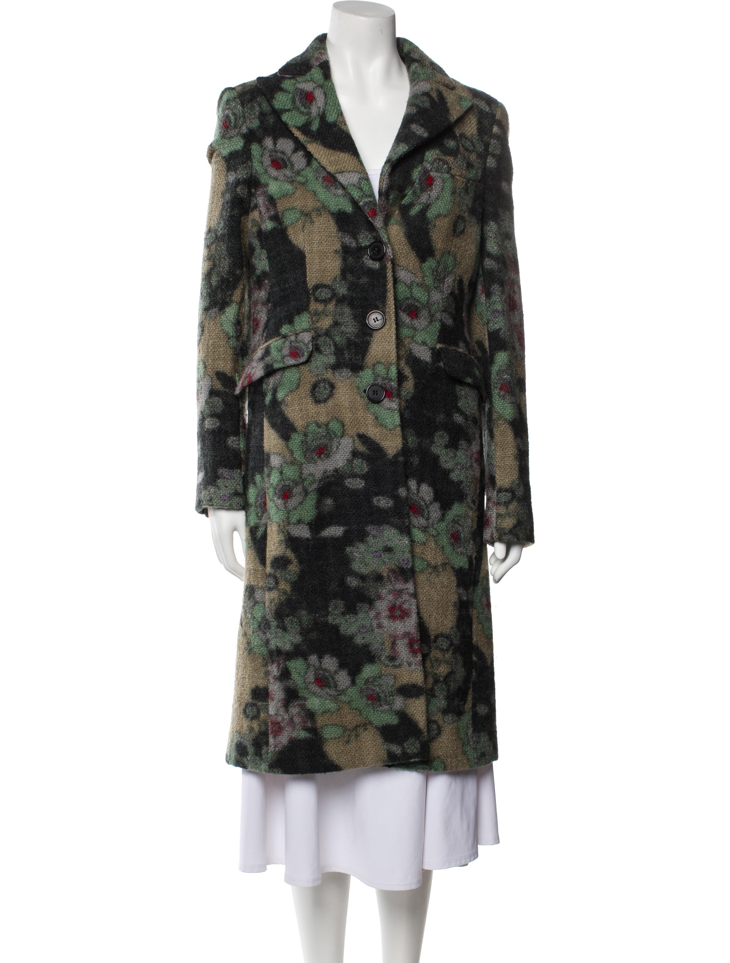 Etro Wool Floral Print Coat - Green Coats, Clothing - ETR214433 | The ...