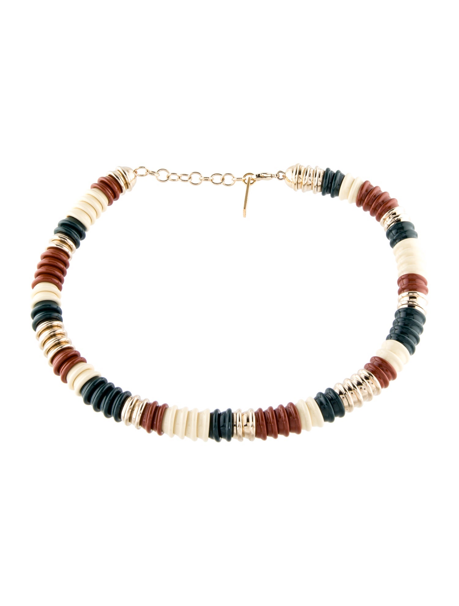 Etro Enamel Fluted Collar Necklace - Blue, Gold-Tone Metal Bead Strand ...