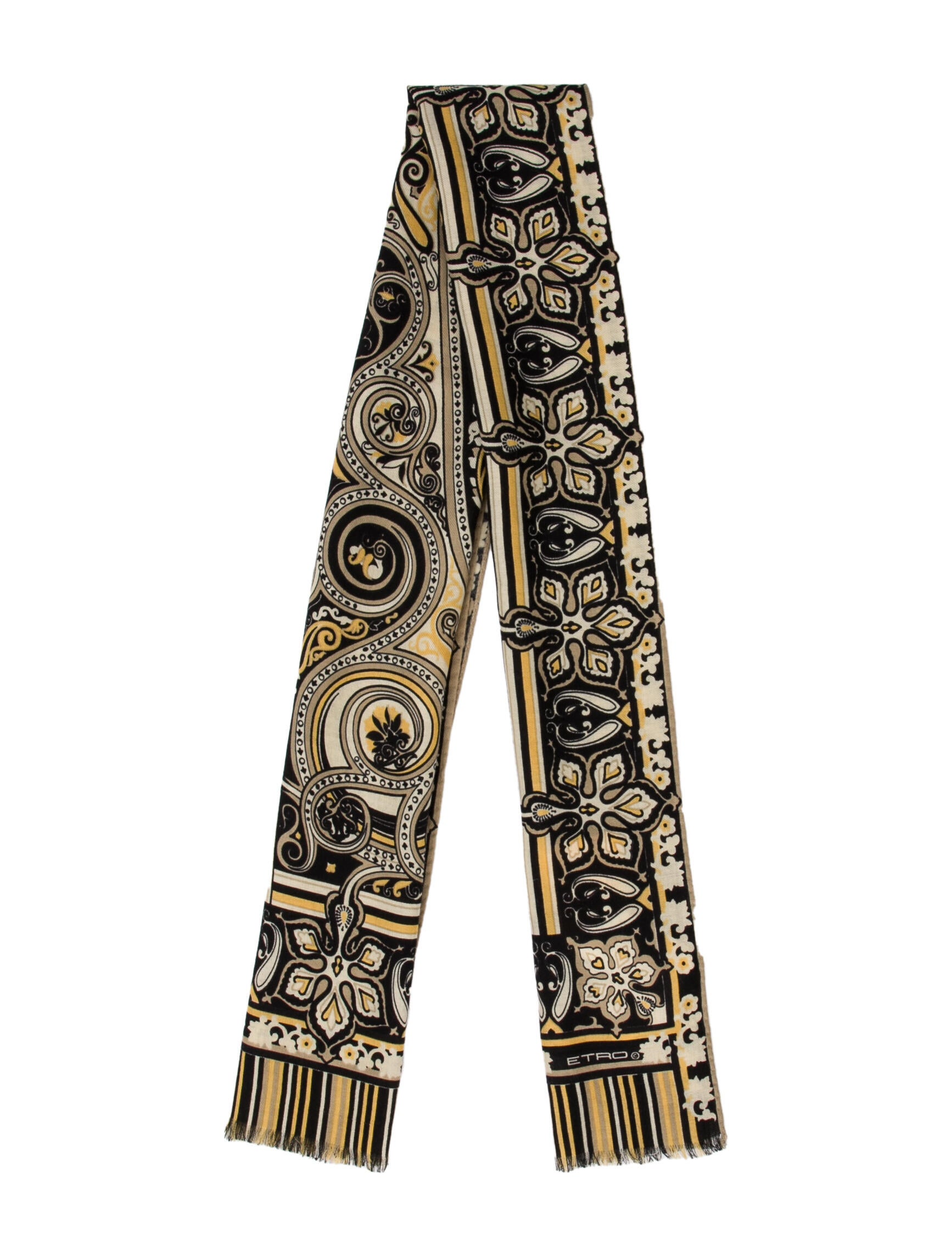 Etro Wool Paisley Print Scarf w/ Tags - Black Scarves and Shawls ...