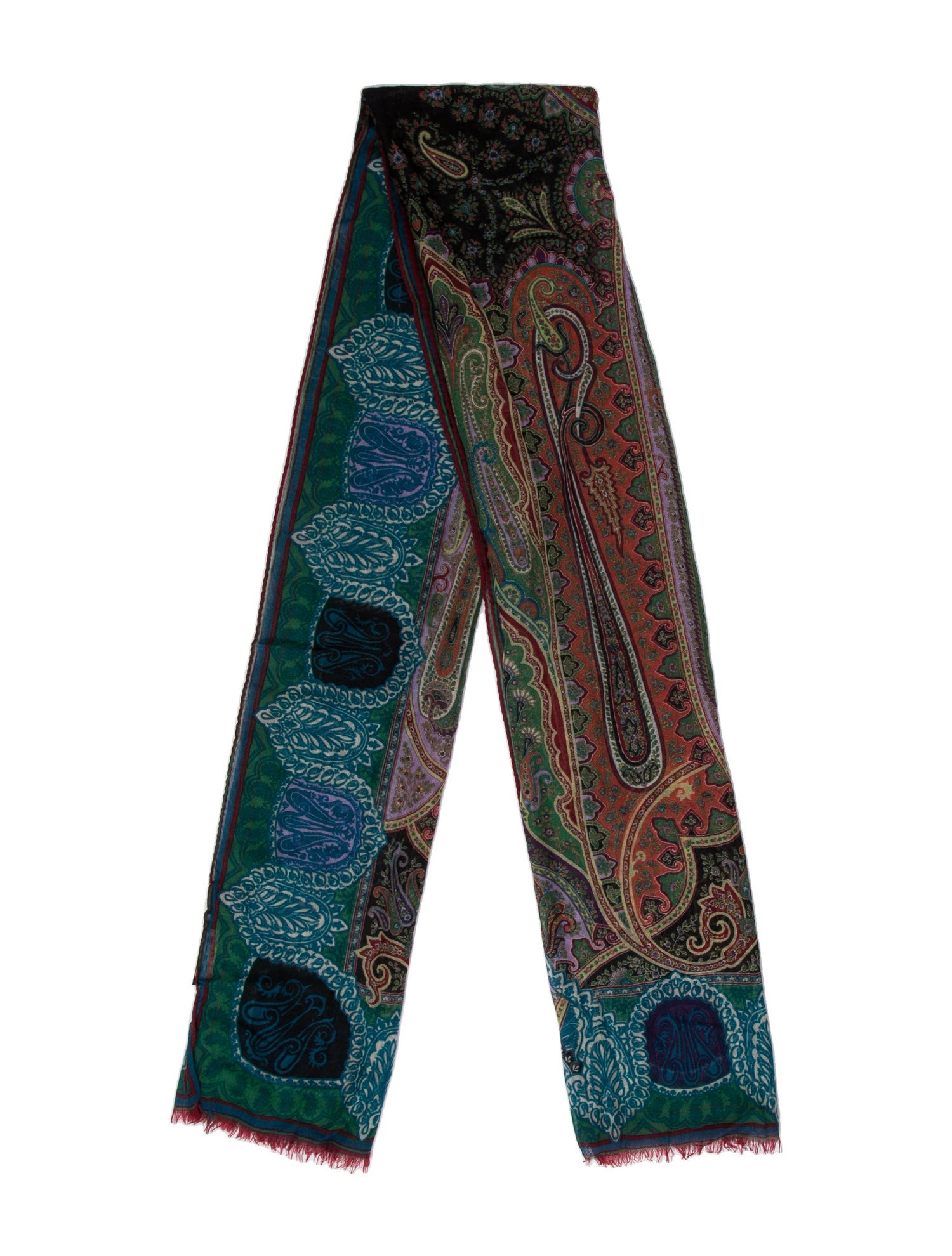 Etro Cashmere Paisley Print Scarf - Blue Scarves and Shawls ...