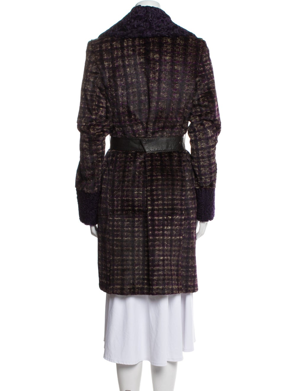 Etro Persian Lamb Plaid Print Fur Coat - Purple Coats, Clothing ...