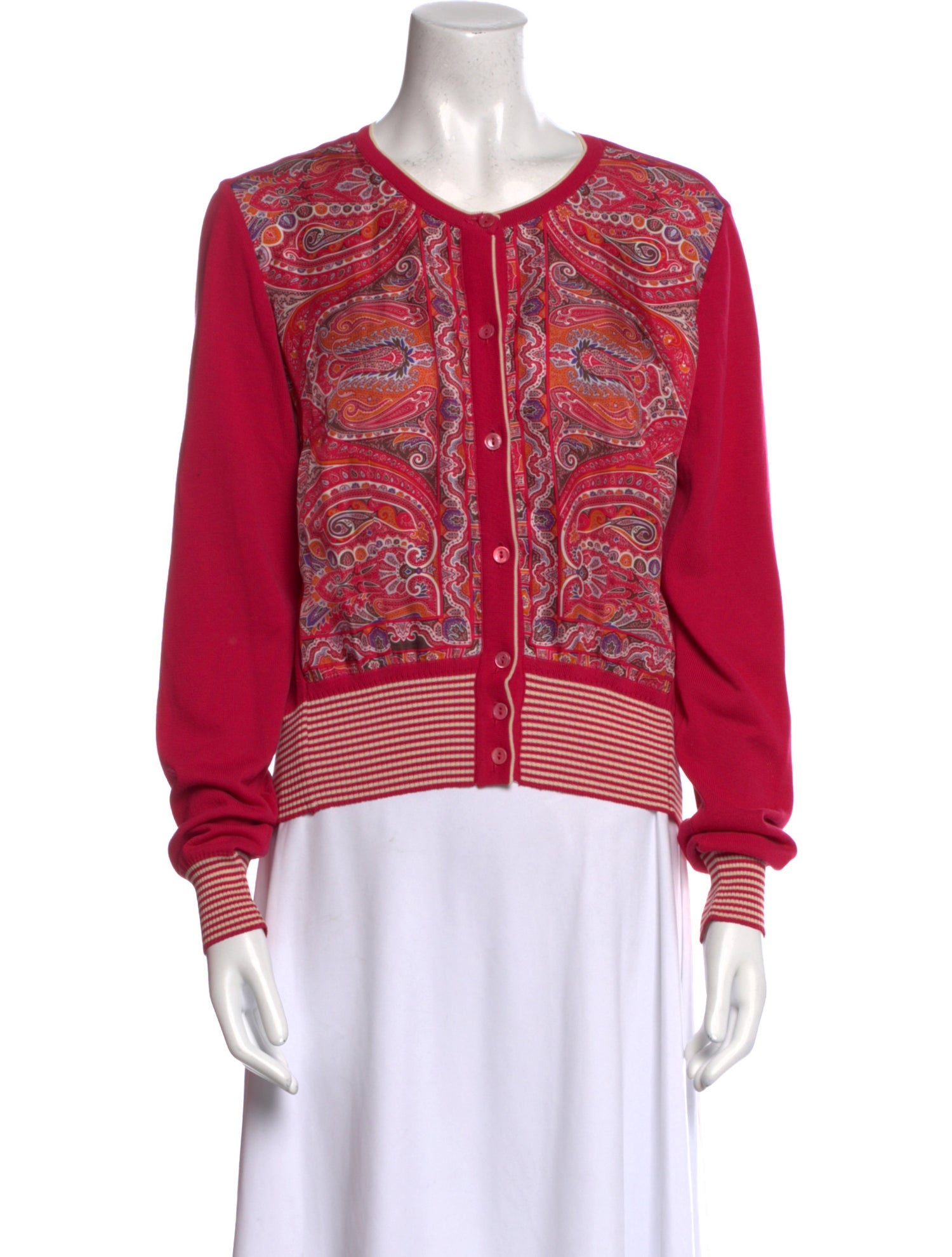 Etro Printed Scoop Neck Sweater - Pink Knitwear, Clothing - ETR244969 ...