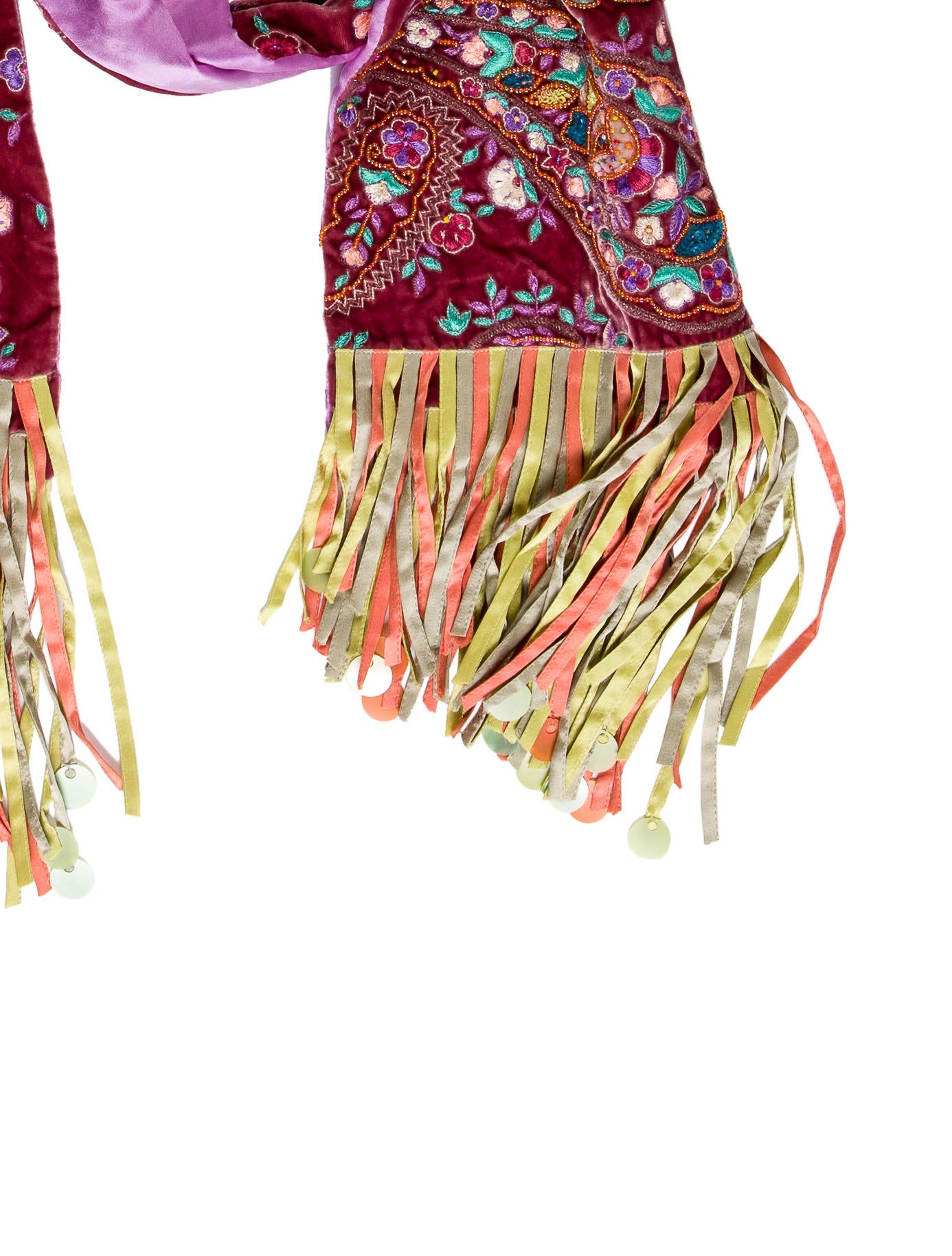 Etro Embellished Embroidered Silk Scarf - Purple Scarves and Shawls ...
