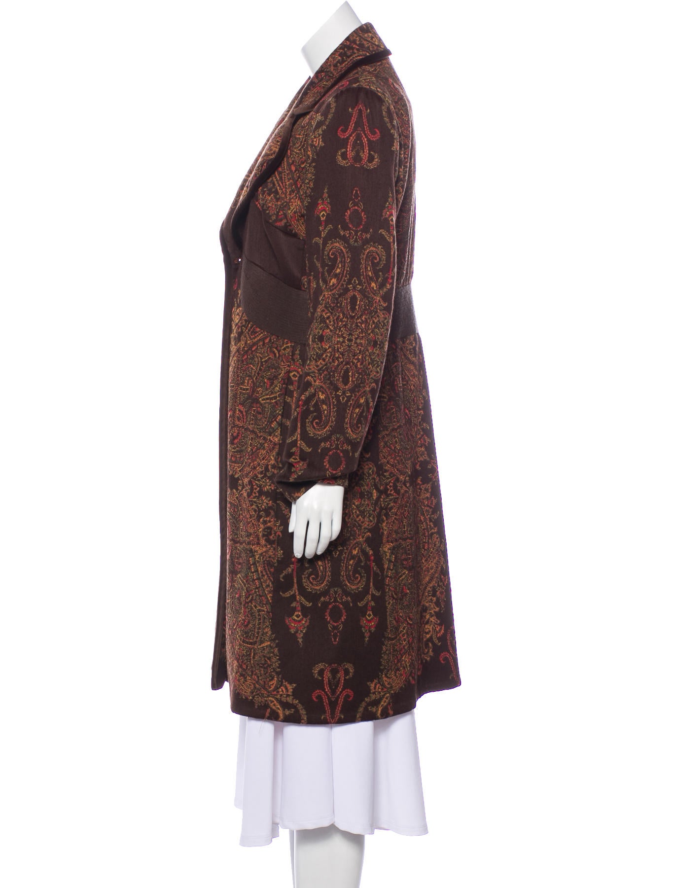 Etro Floral Jacquard Long Coat - Brown Coats, Clothing - ETR38487 | The ...