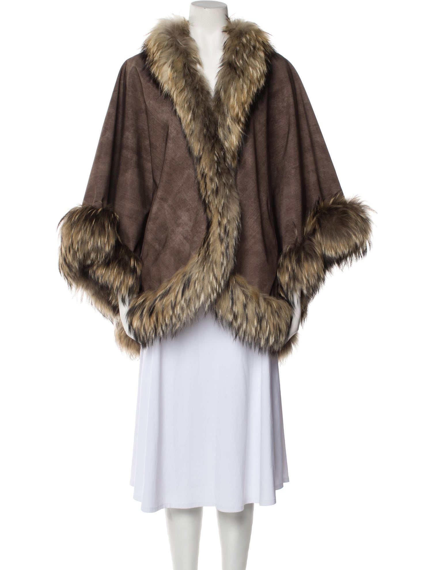 Wolfie Fur Leather Colorblock Pattern Fur Jacket - Neutrals Jackets ...