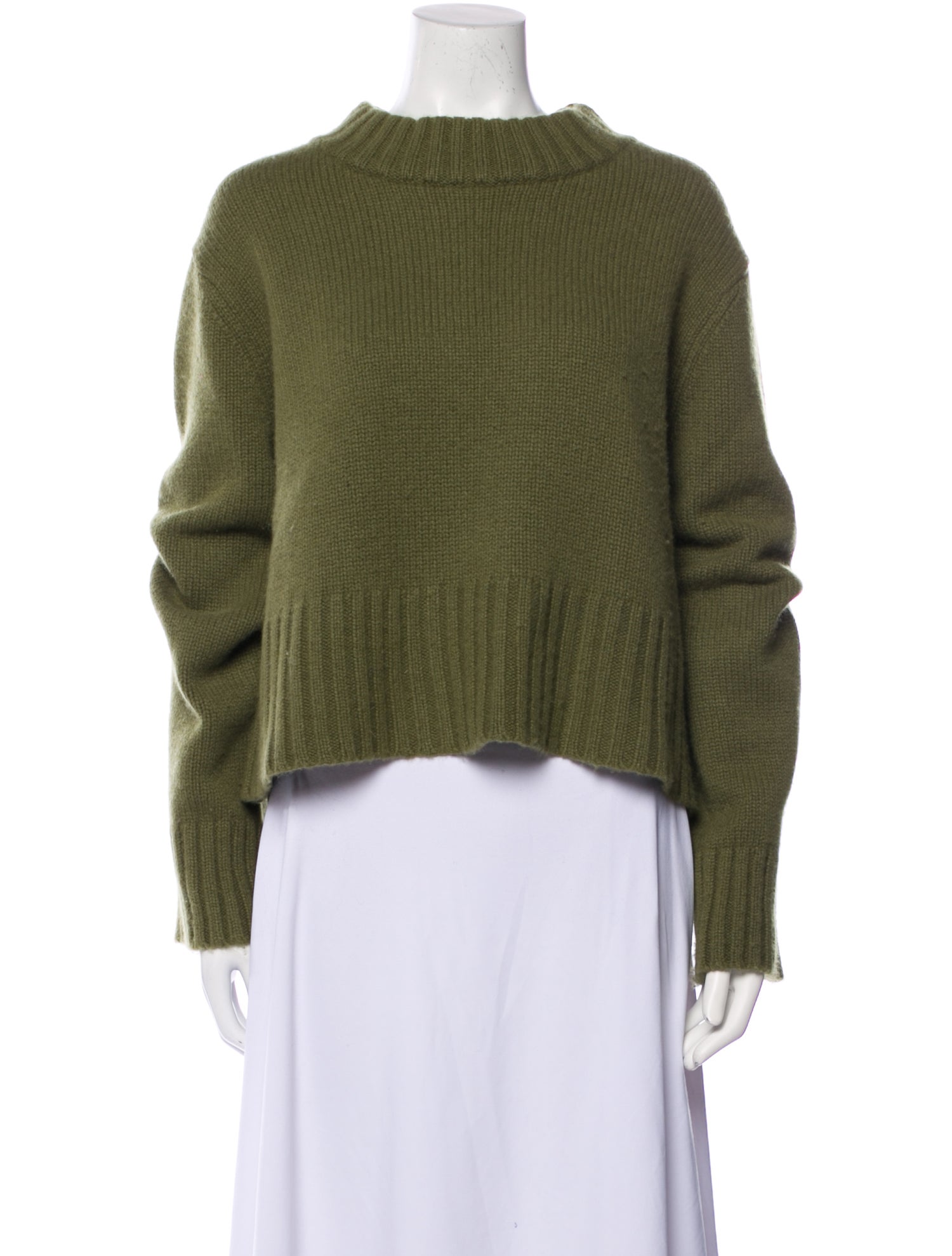 Elyse Walker Cashmere Crew Neck Sweater - Green Knitwear, Clothing - EWK21290 | The RealReal