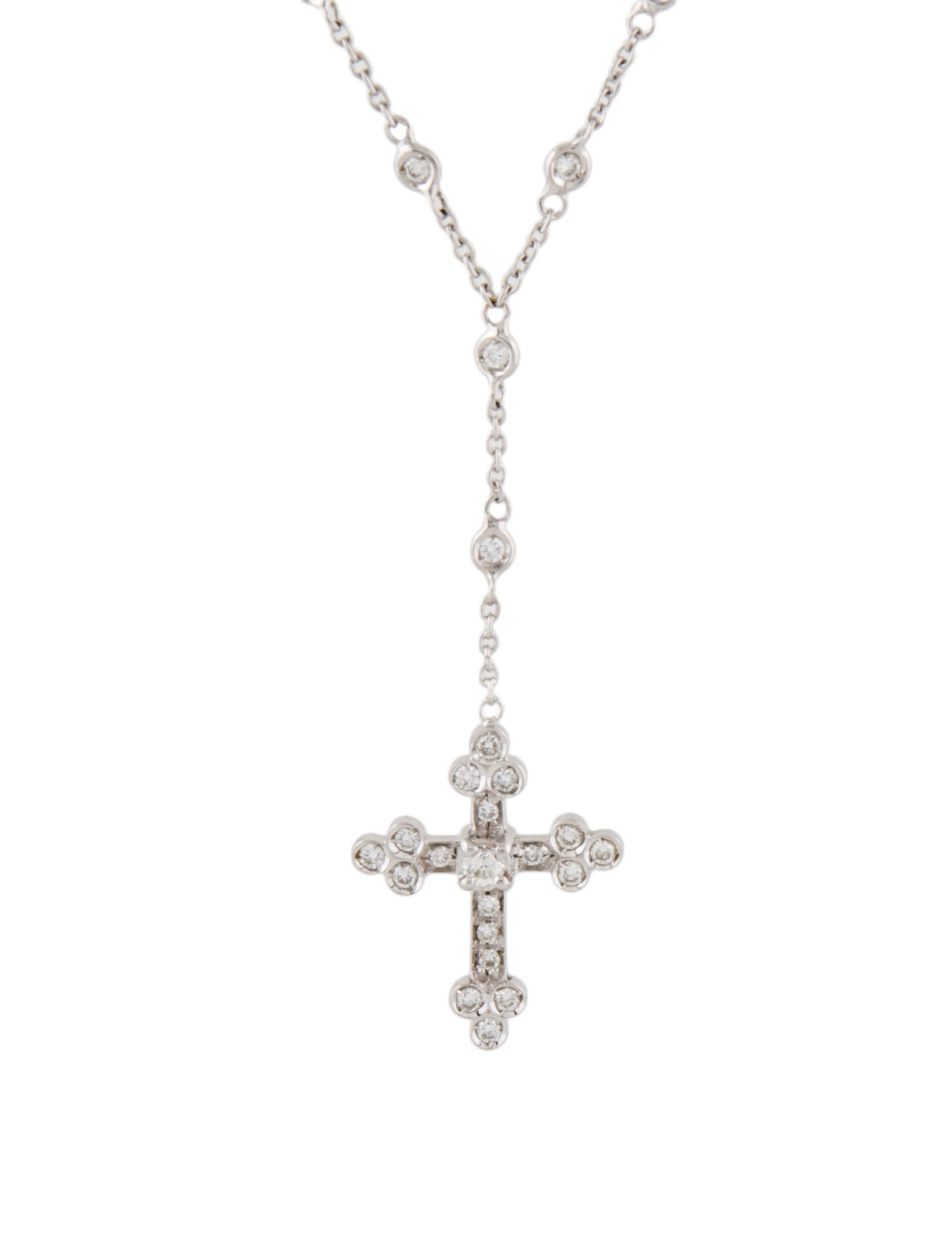 Favero 18K Diamond Cross Necklace - Rhodium-Plated 18K White Gold ...
