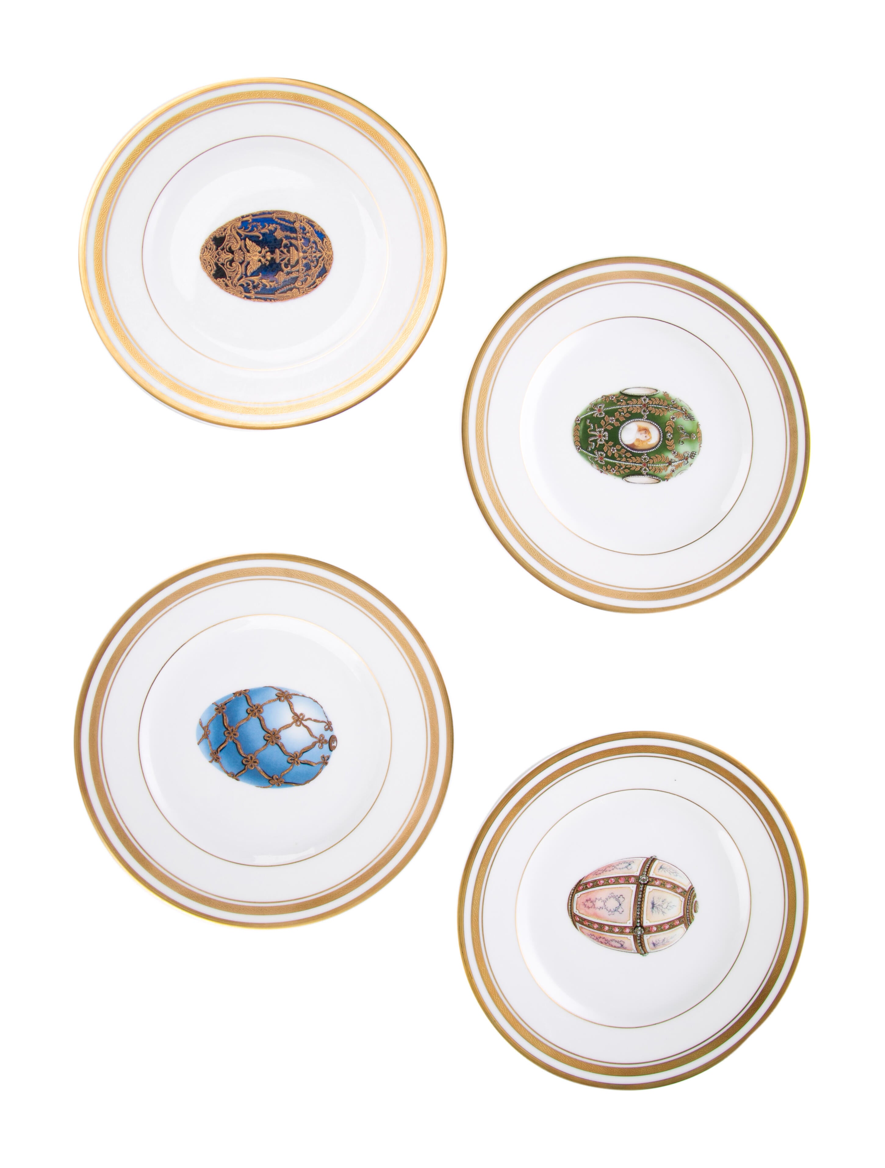 Fabergé Set Of 4 Dessert Plates - Gold, 4 pieces Dinnerware & Flatware ...