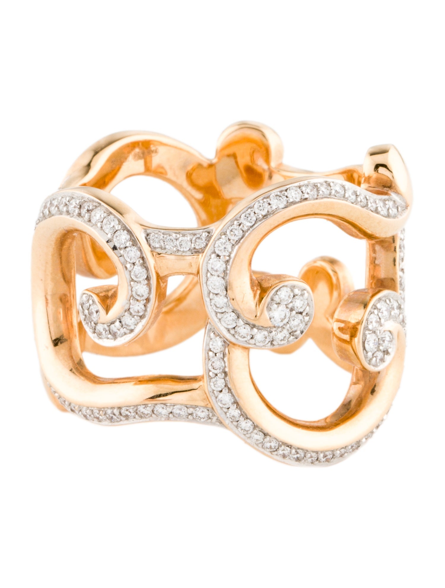 Fabergé 18K Rococo Diamond Grande Frame Ring - 18K Rose Gold Band ...