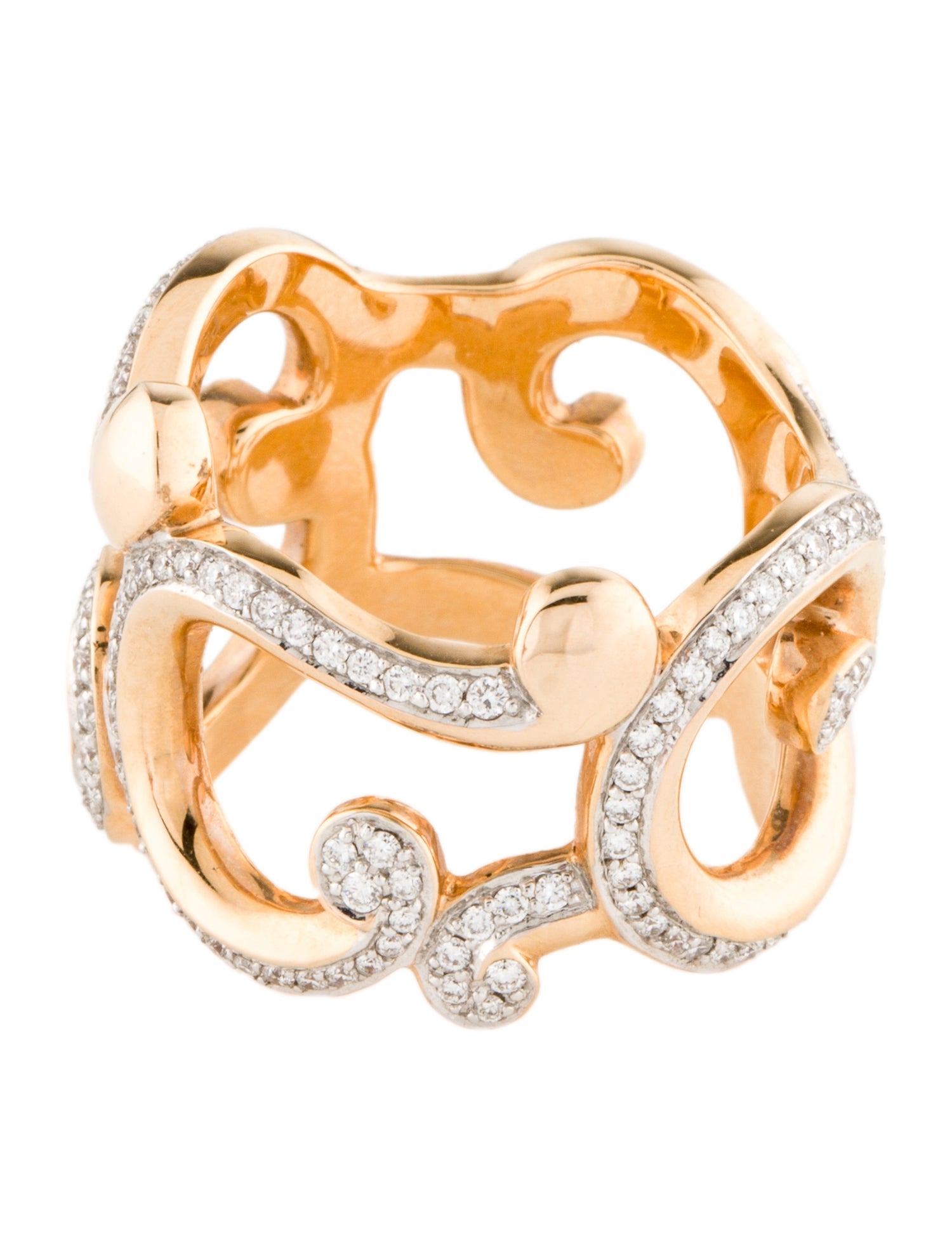 Fabergé 18K Rococo Diamond Grande Frame Ring - 18K Rose Gold Band ...