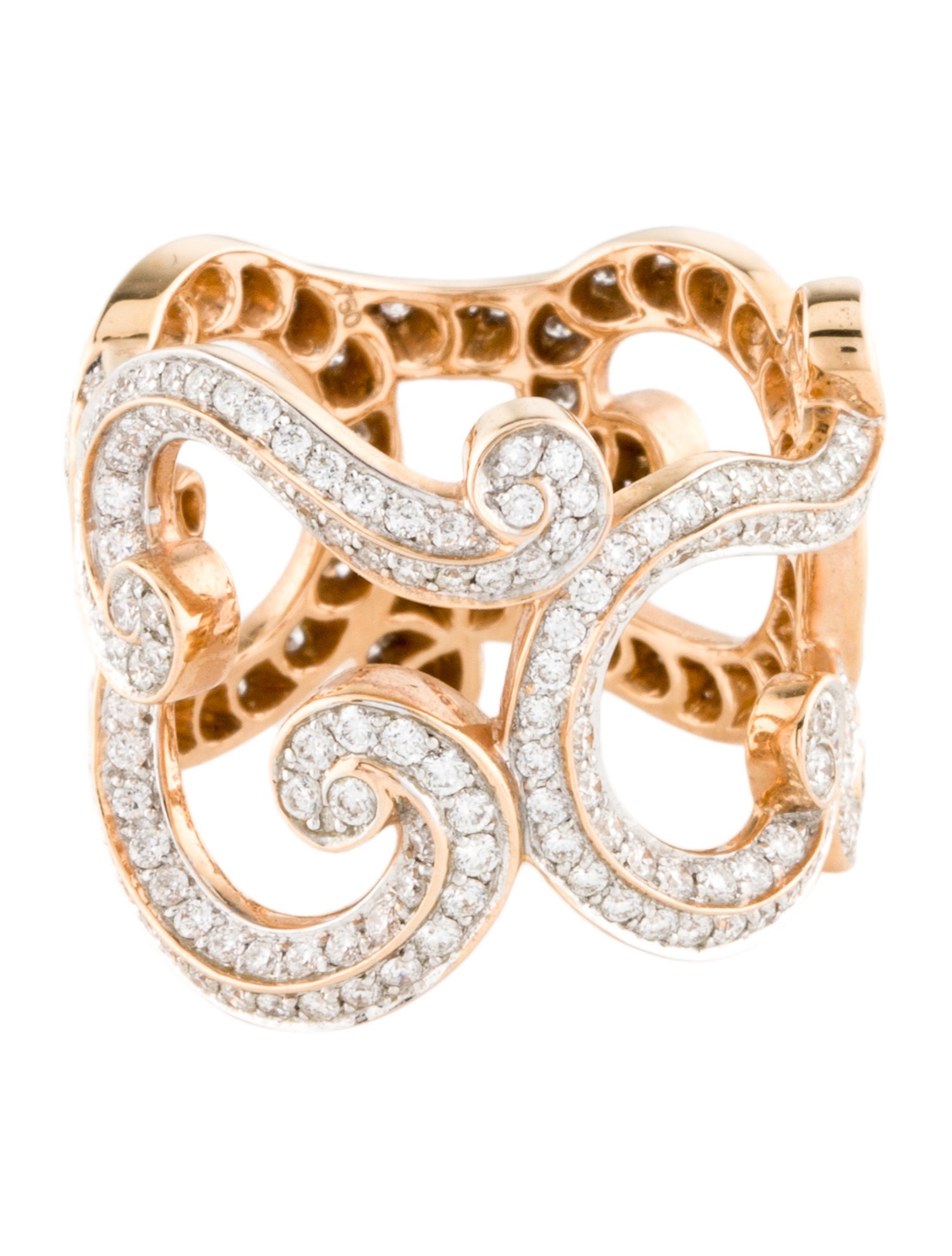 Fabergé 18K Rococo Diamond Grande Ring - 18K Rose Gold Band, Rings ...