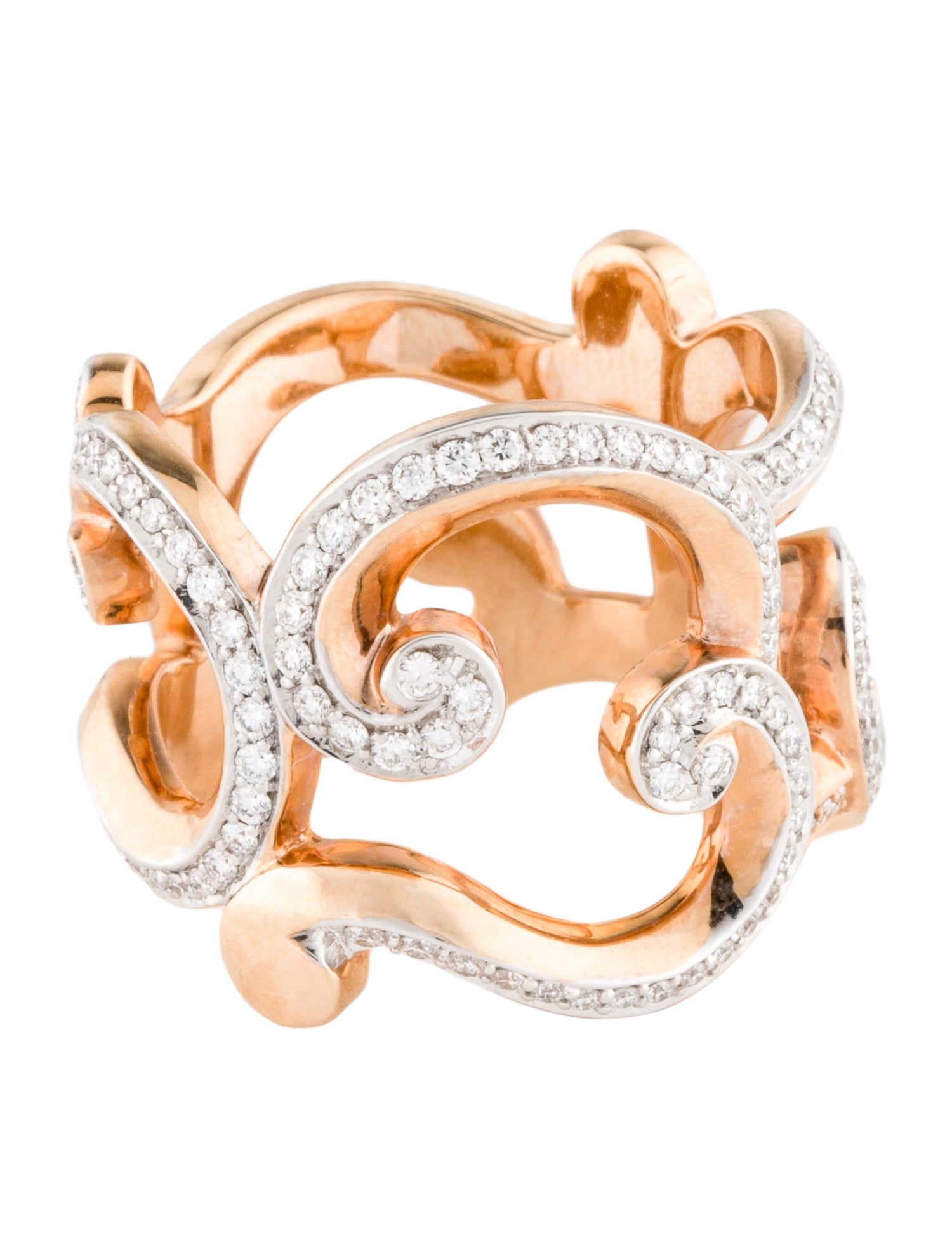 Fabergé 18K Rococo Diamond Grande Frame Ring - 18K Rose Gold Band ...