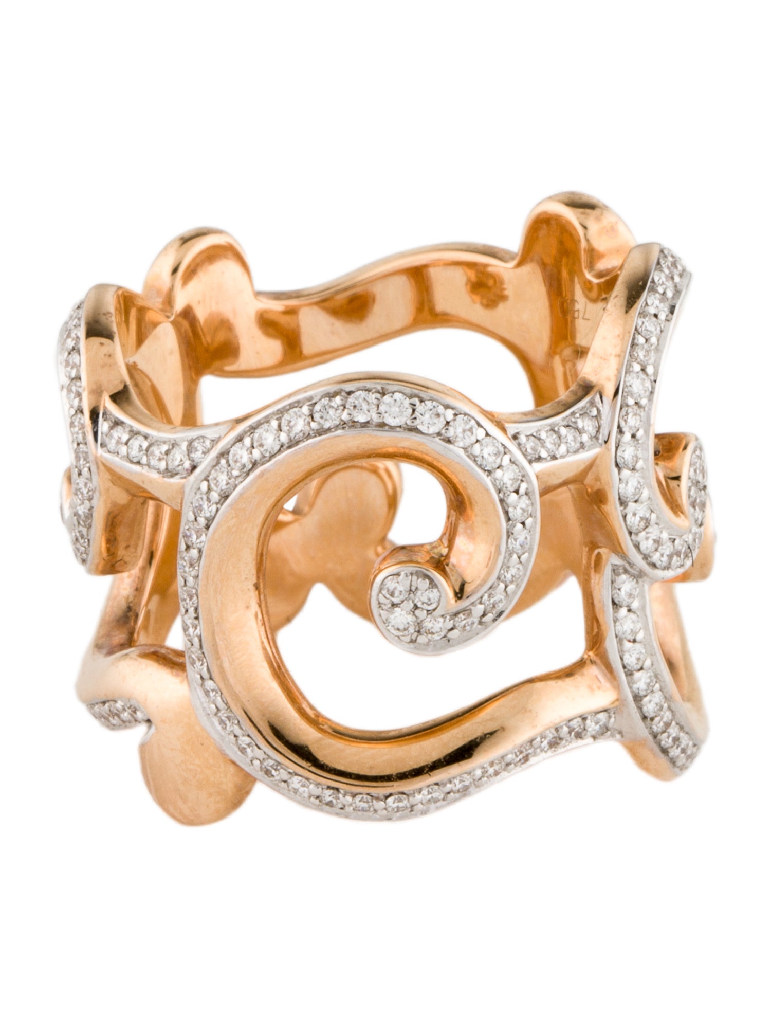 Fabergé 18K Rococo Diamond Grande Frame Ring - 18K Rose Gold Band ...