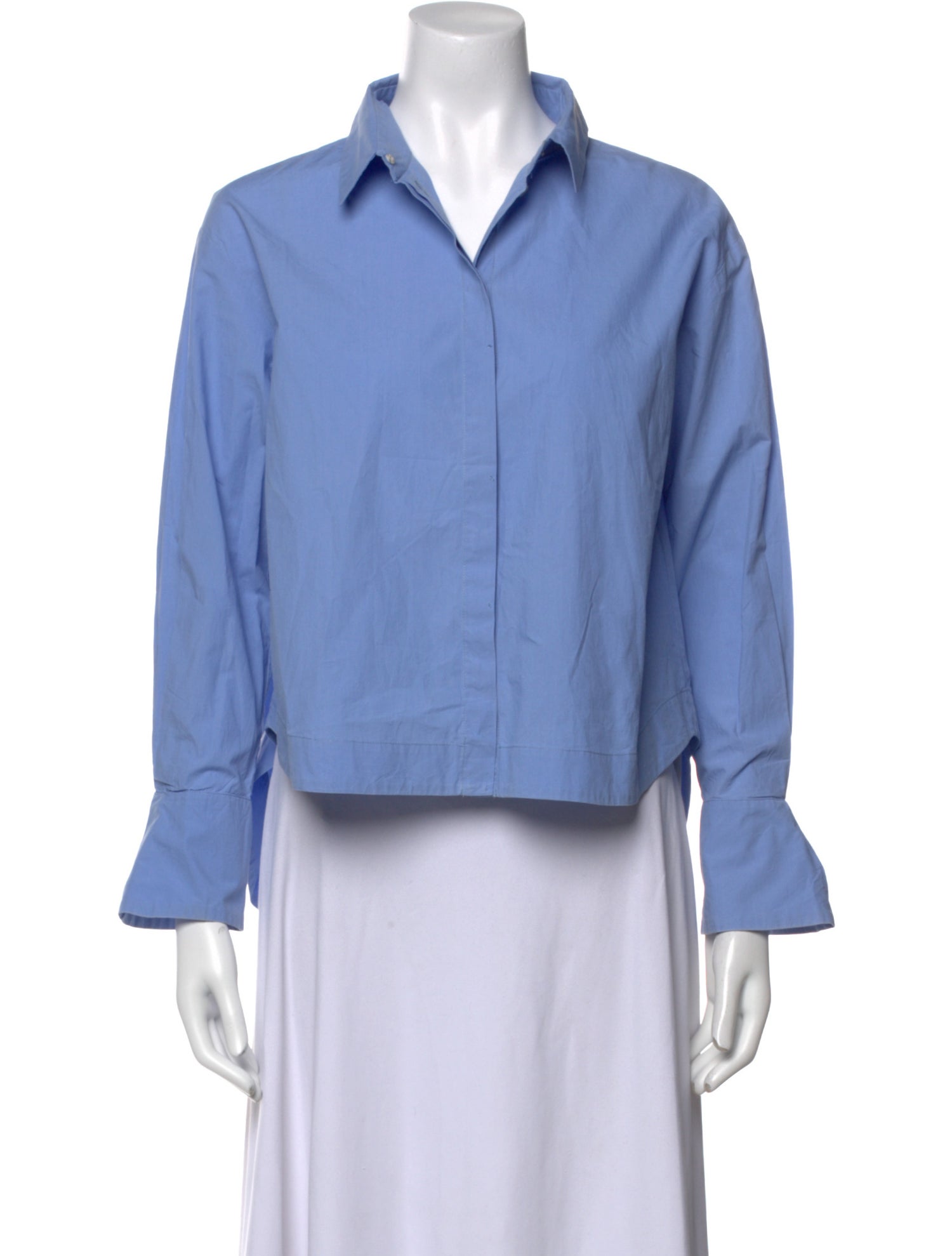 Fabiana Filippi Long Sleeve Crop Top - Blue Tops, Clothing - FBN43365 ...