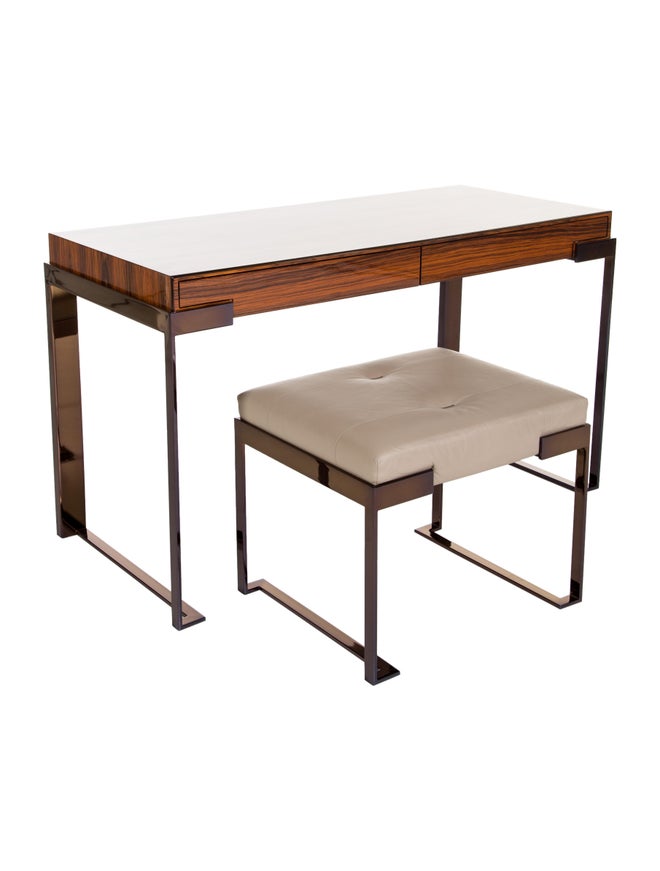 Fendi Casa Aura Dressing Table and Bench Set - Black, 2 pieces Office ...