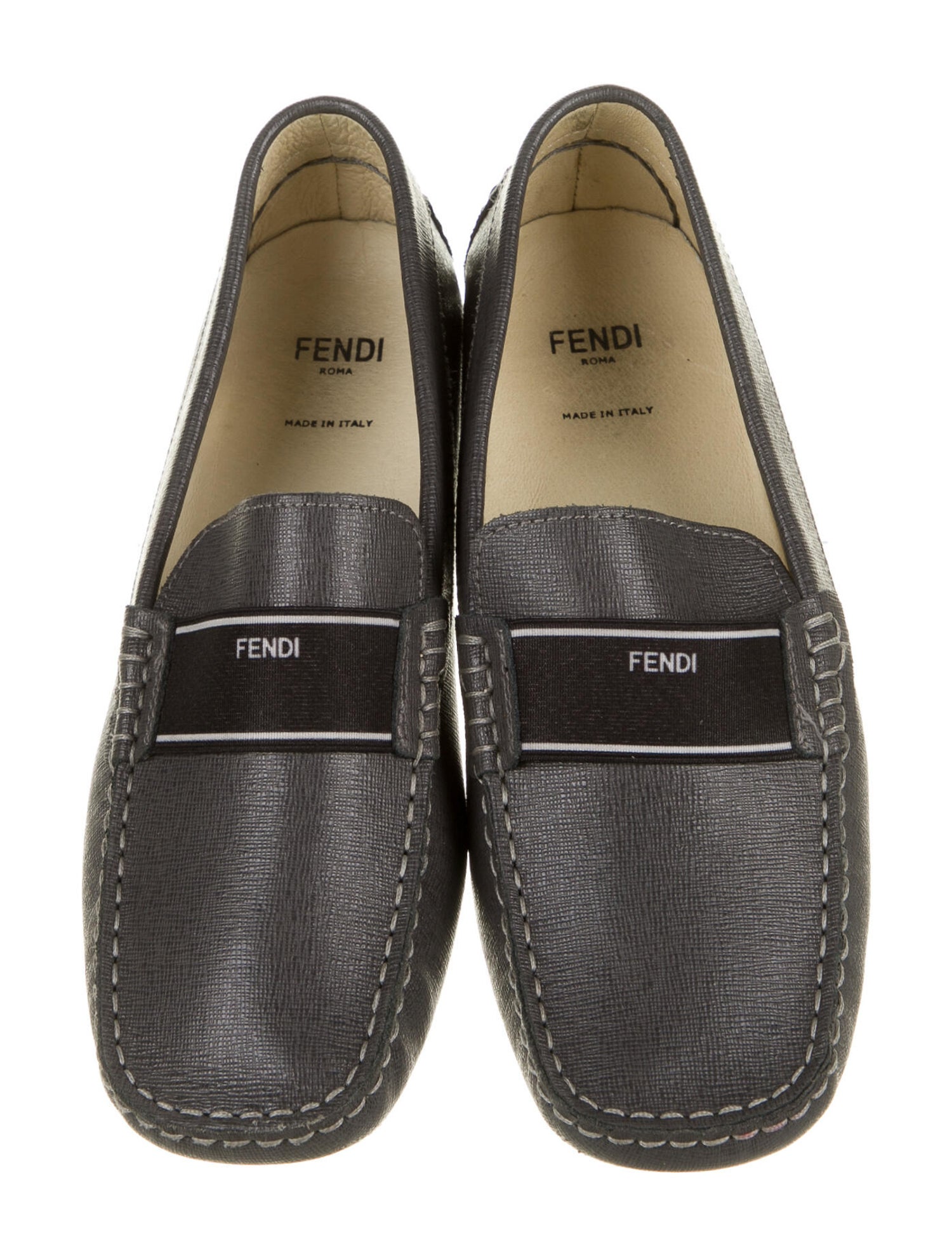 Fendi Leather Loafers - Grey Flats, Shoes - FEN175907 | The RealReal
