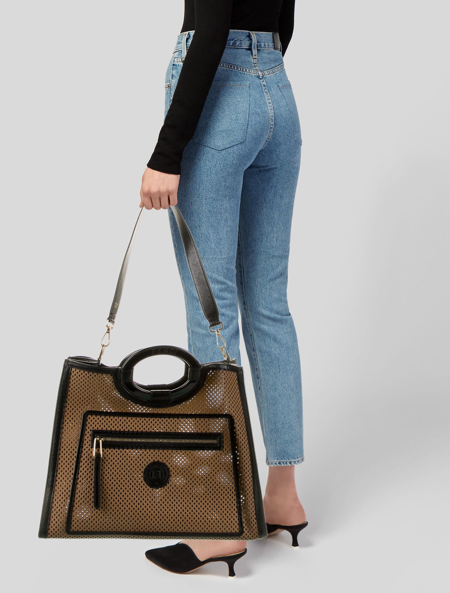 Fendi Perforated Medium Runaway Shopper - Brown Totes, Handbags ...
