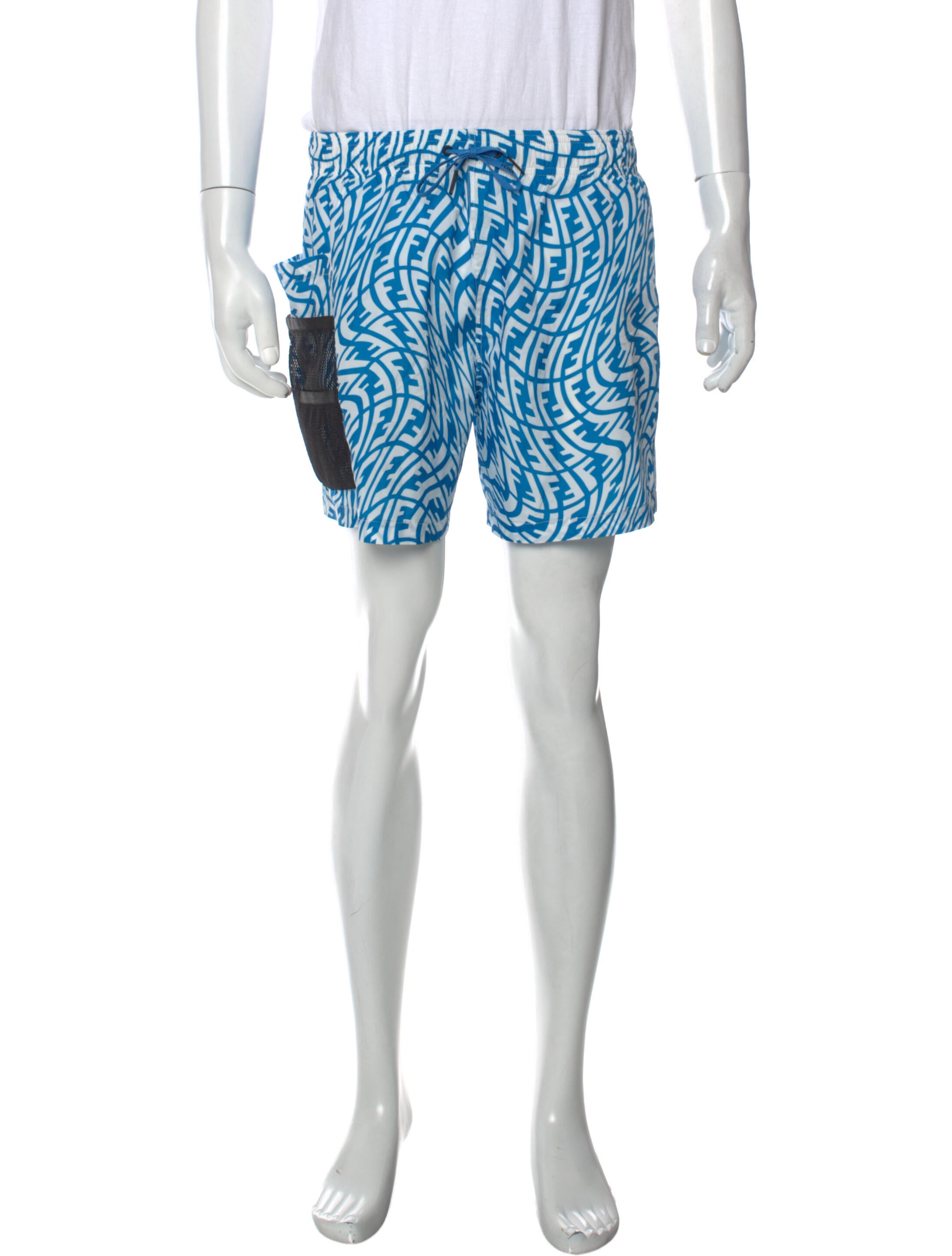 Fendi 2022 Vertigo Swim Trunks w/ Tags - Blue, 10.75" Rise Swimwear ...