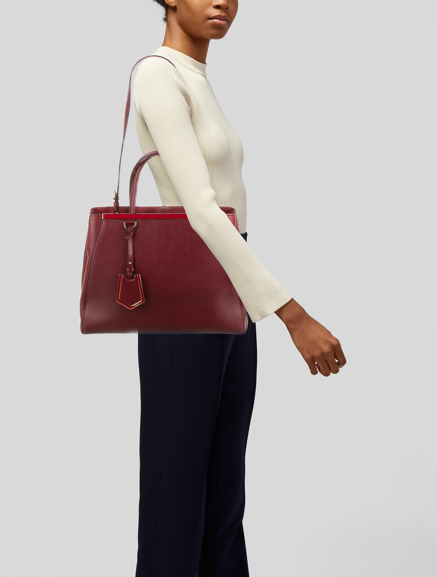 Fendi Medium 2Jours Tote - Red Handle Bags, Handbags - FEN232724 | The RealReal