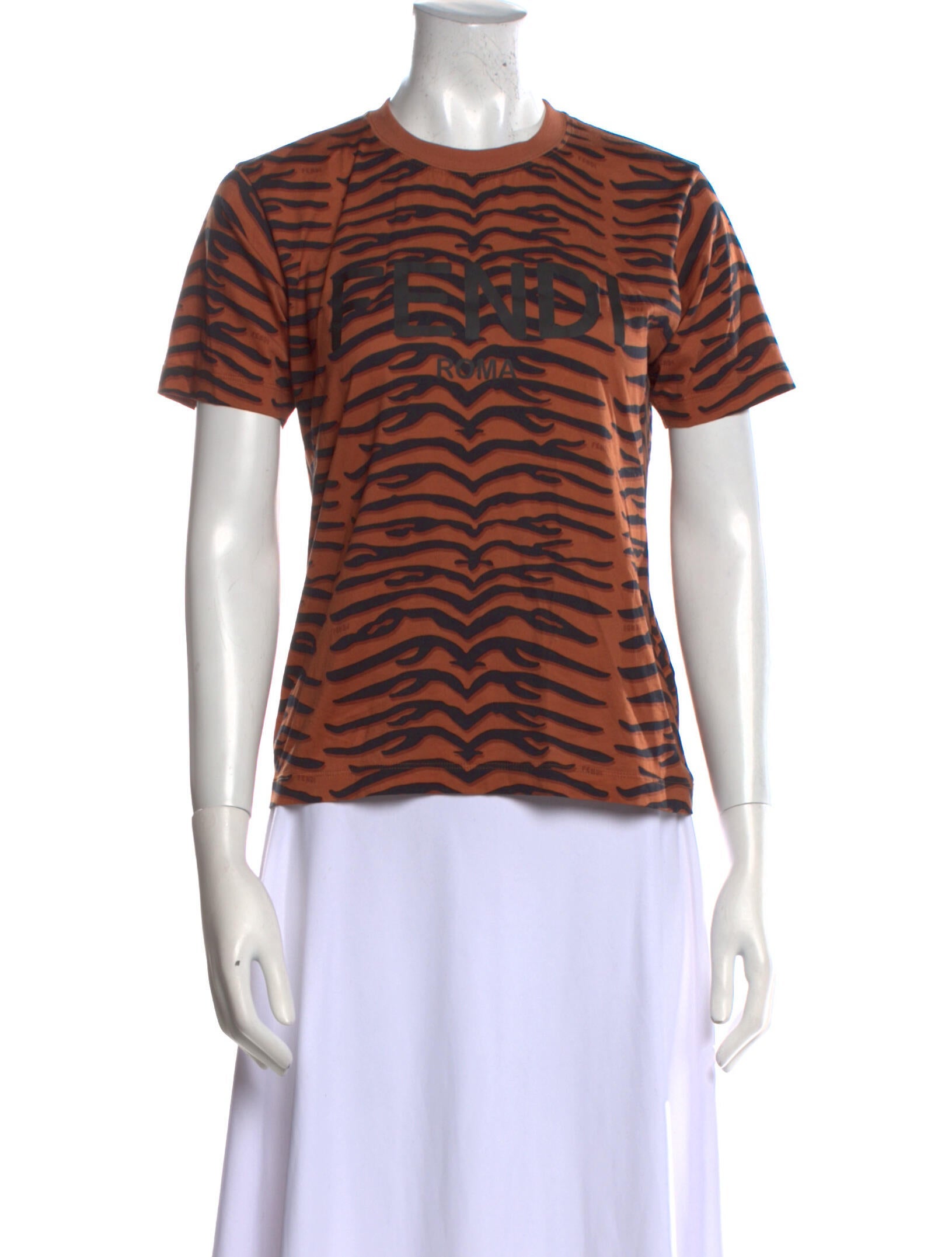 Fendi Animal Print Crew Neck T-Shirt - Neutrals Tops, Clothing ...