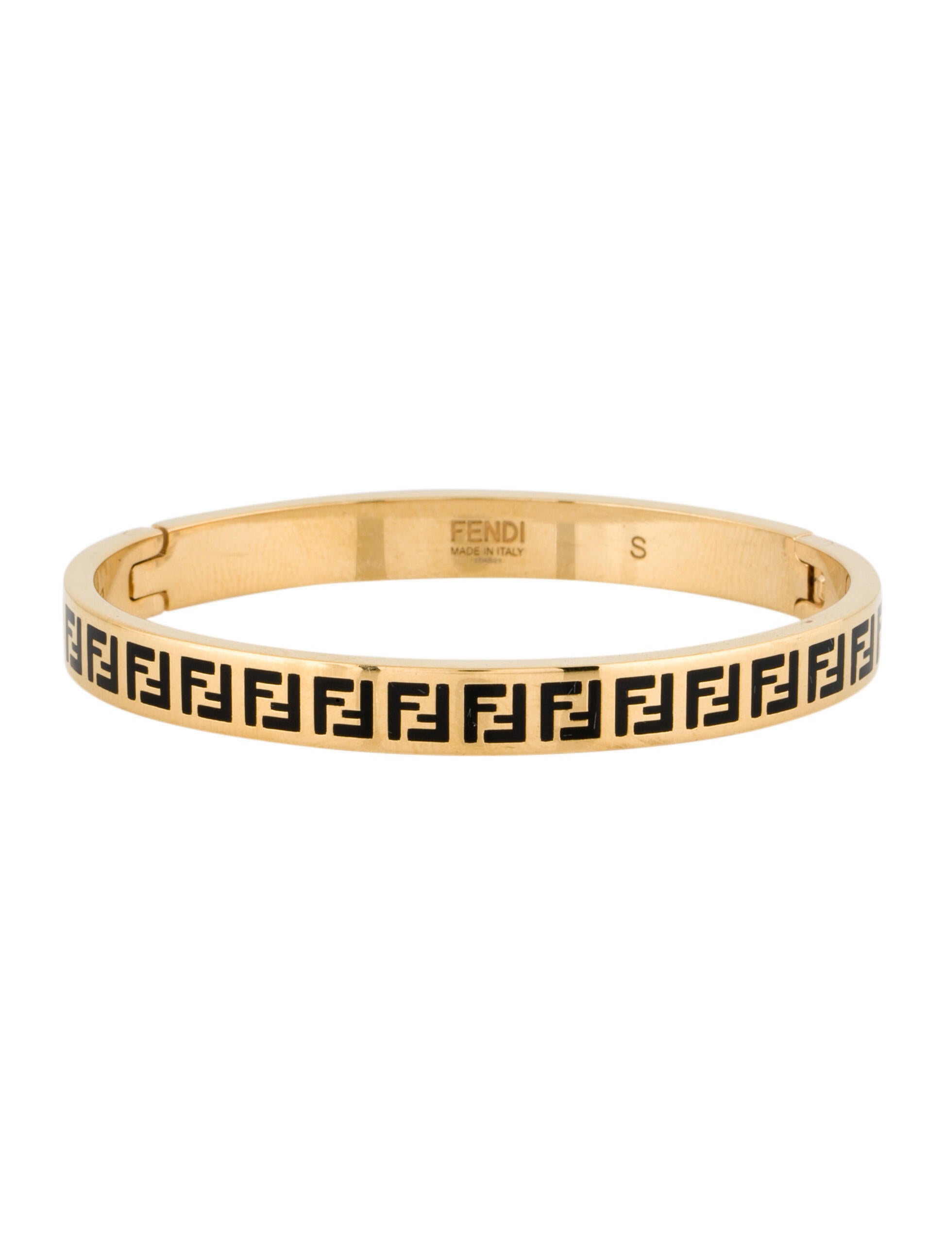 Fendi Leather Fendista Bangle - Gold-Tone Metal Bangle, Bracelets ...