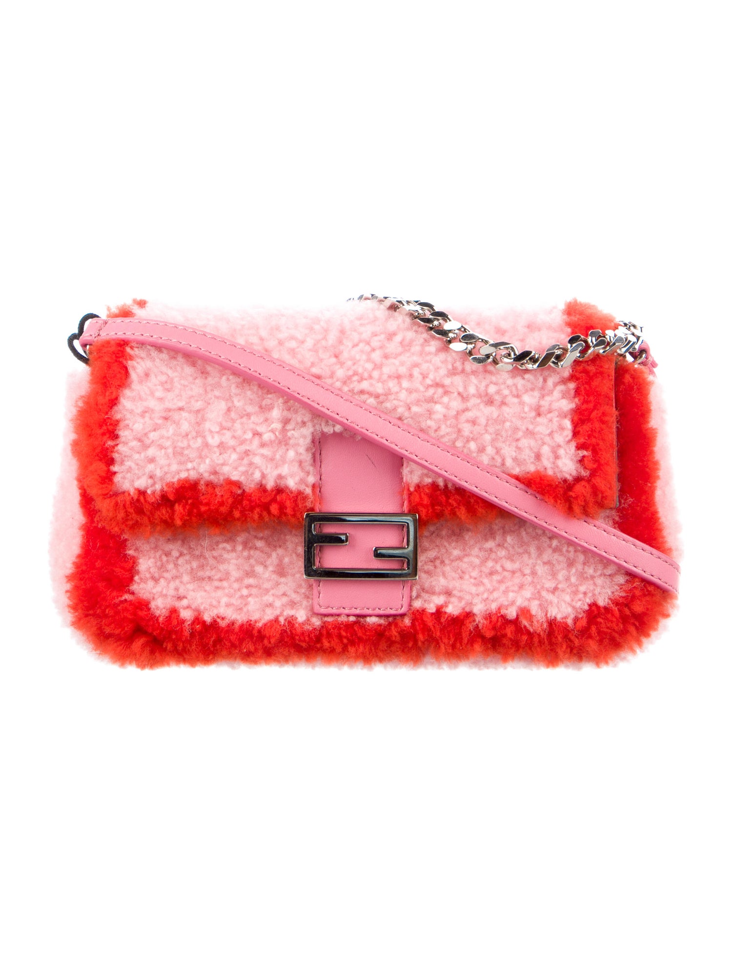 Fendi Micro Shearling Baguette - Pink Mini Bags, Handbags - FEN236847 ...