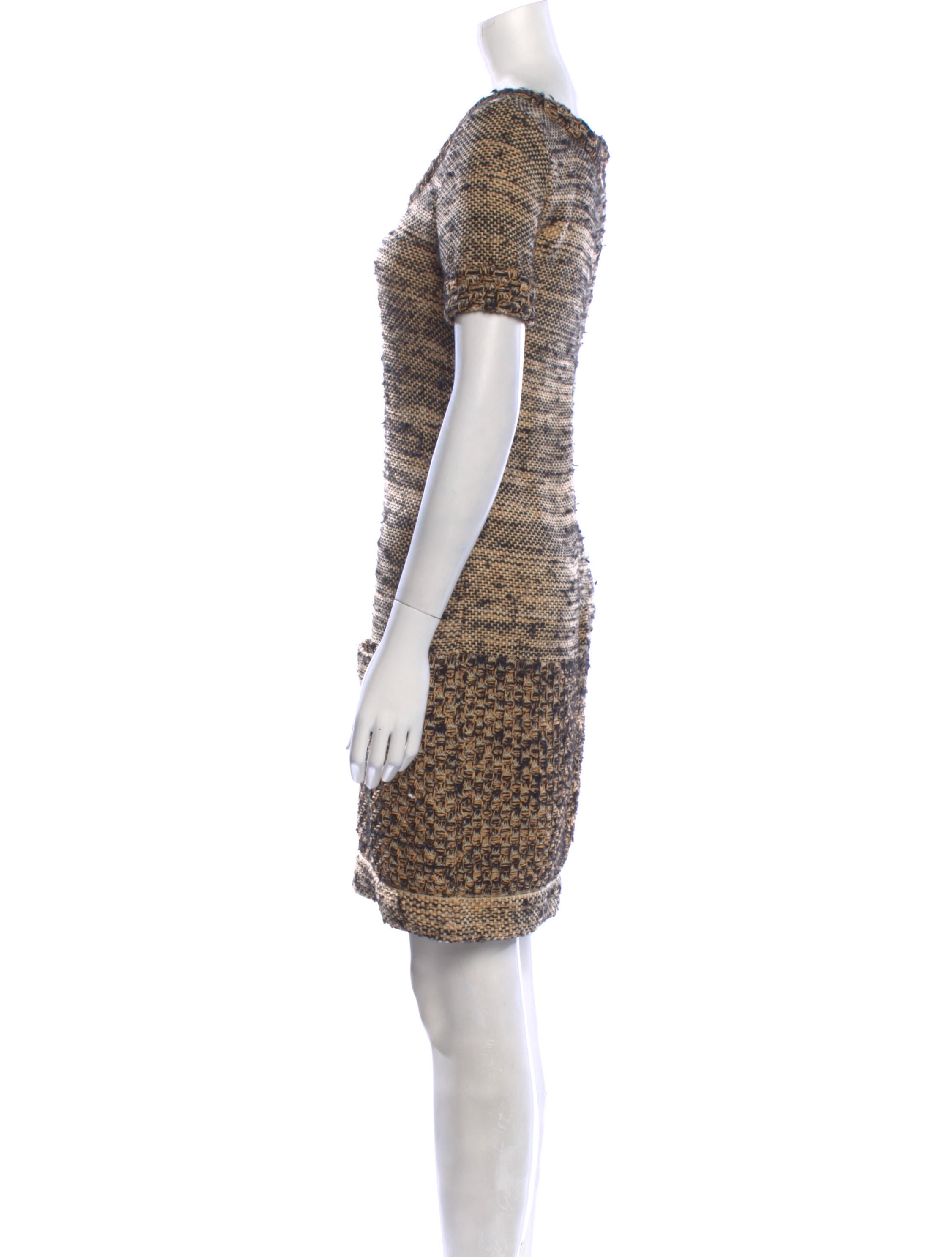 Fendi Tweed Pattern Mini Dress - Neutrals Dresses, Clothing - FEN240677 ...
