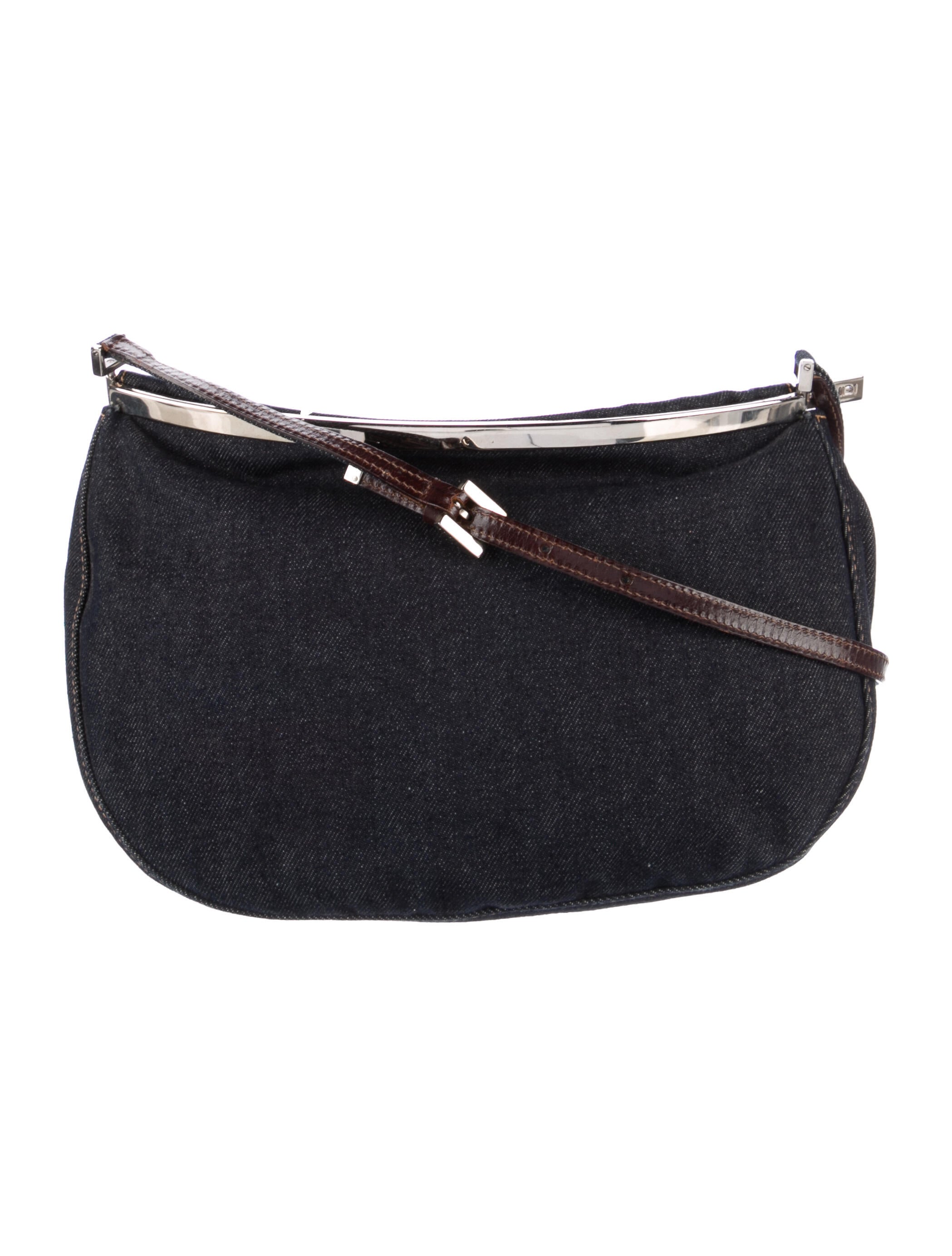 Fendi Denim Embellished Baguette - Blue Shoulder Bags, Handbags ...