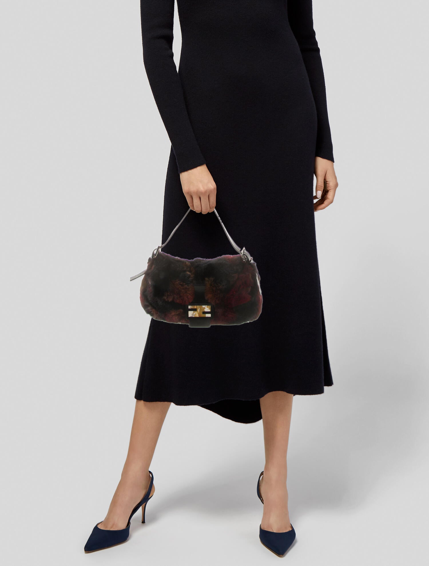 Fendi Fur Baguette Bag - Black Shoulder Bags, Handbags - FEN241908 ...