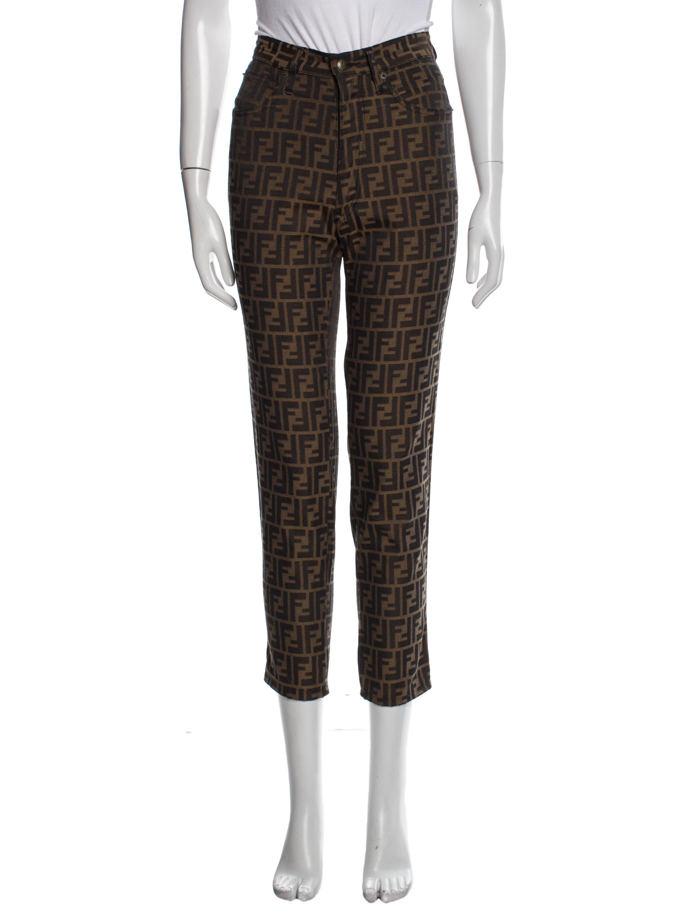 Fendi Vintage Skinny Leg Jeans - Brown, 10.75" Rise Jeans, Clothing ...