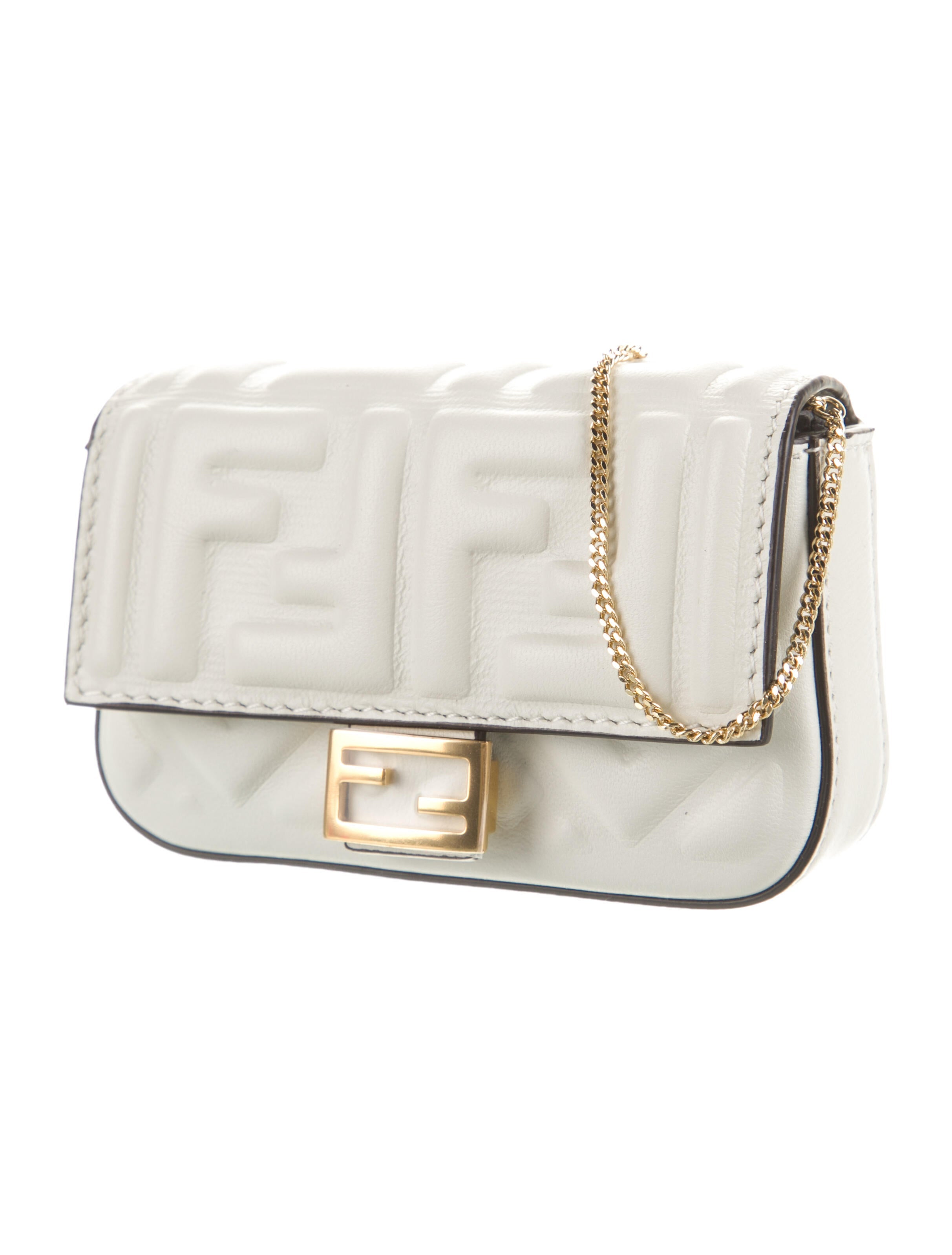 Fendi Embossed Nano Baguette Charm - White Mini Bags, Handbags ...