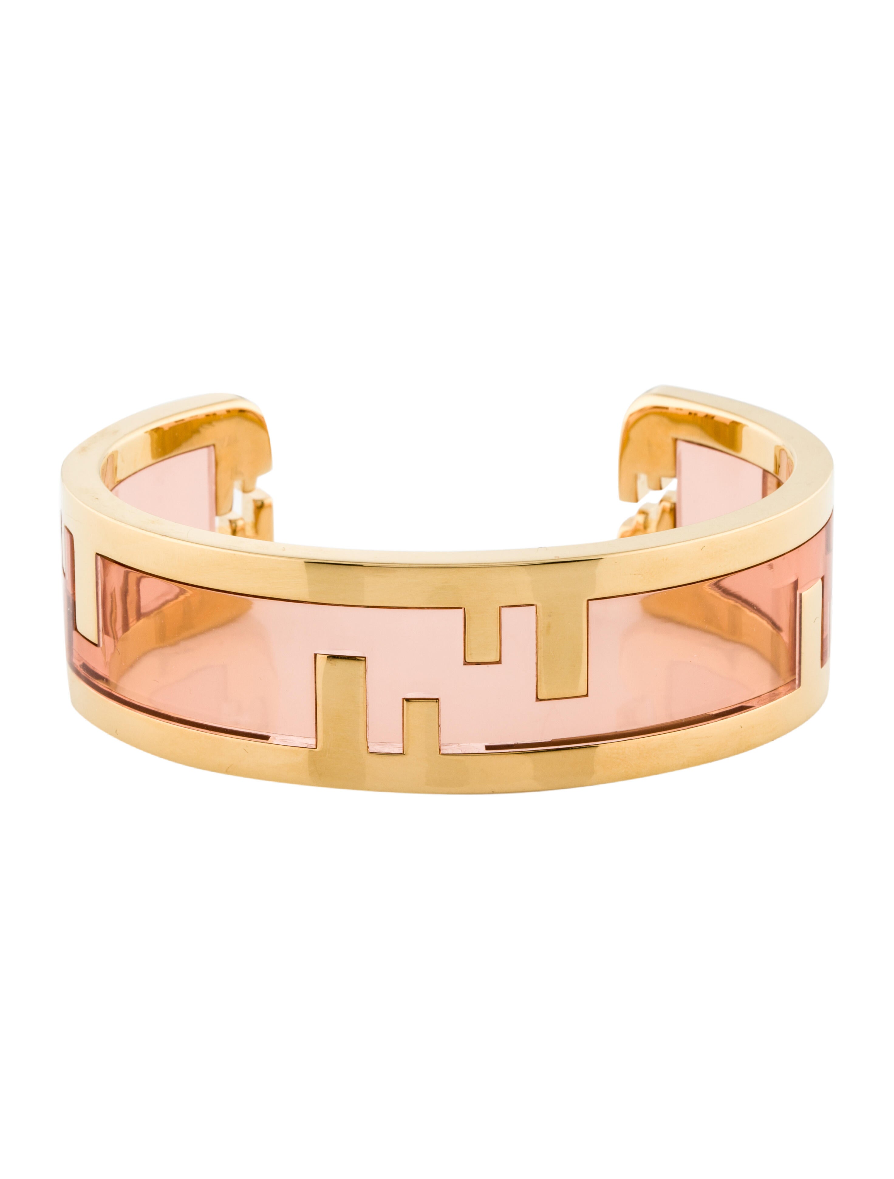Fendi Logo Cutout Bracelet - Gold-Tone Metal Cuff, Bracelets ...