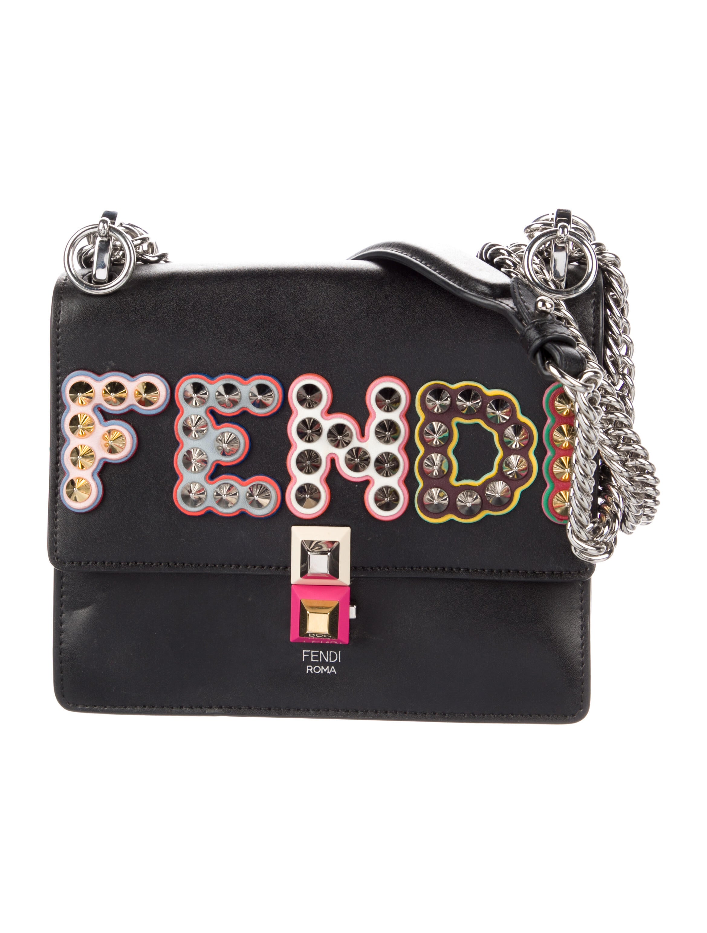 Fendi Small Studded Kan I Shoulder Bag - Black Shoulder Bags, Handbags ...