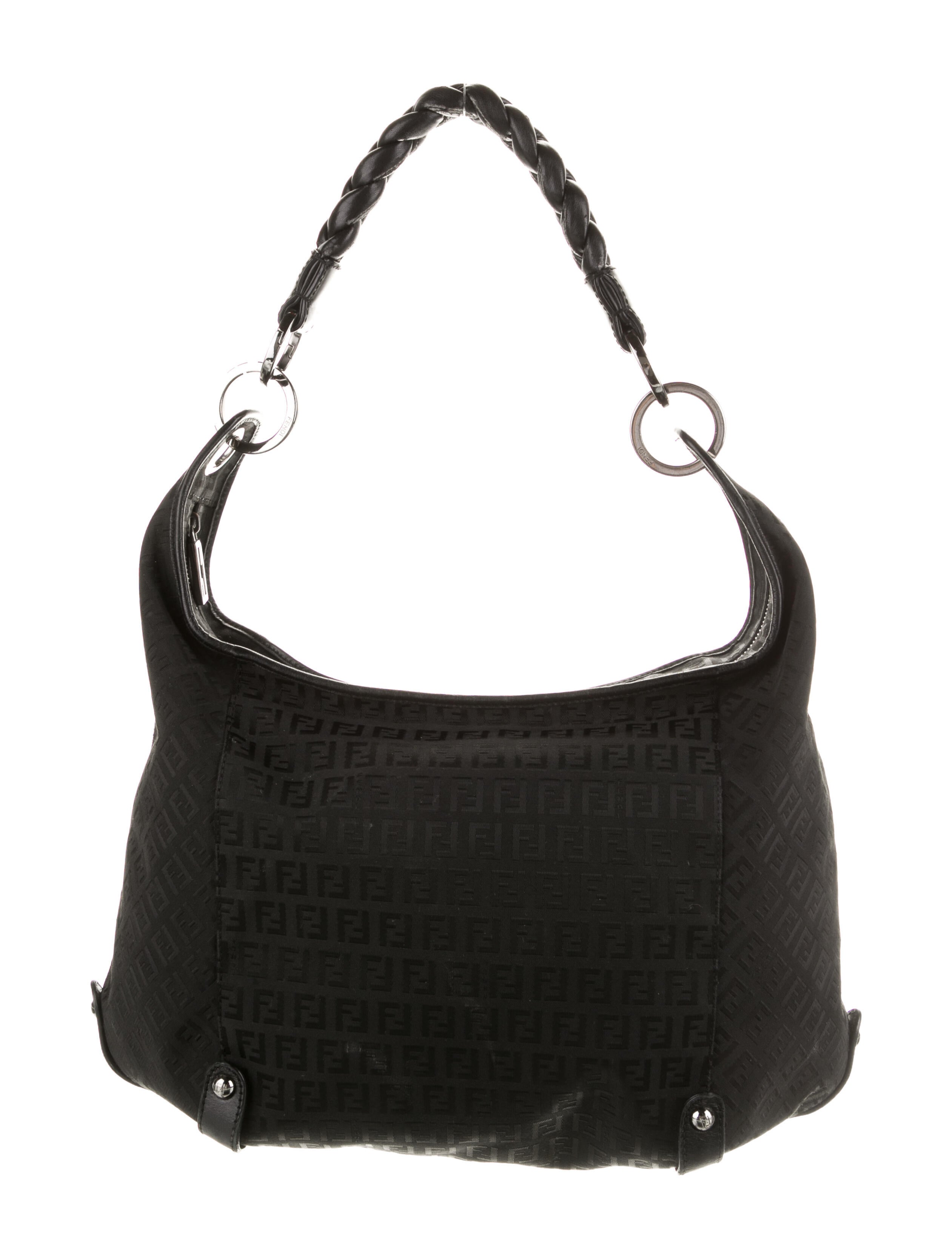 Fendi Large Zucchino Braided Hobo - Black Shoulder Bags, Handbags ...
