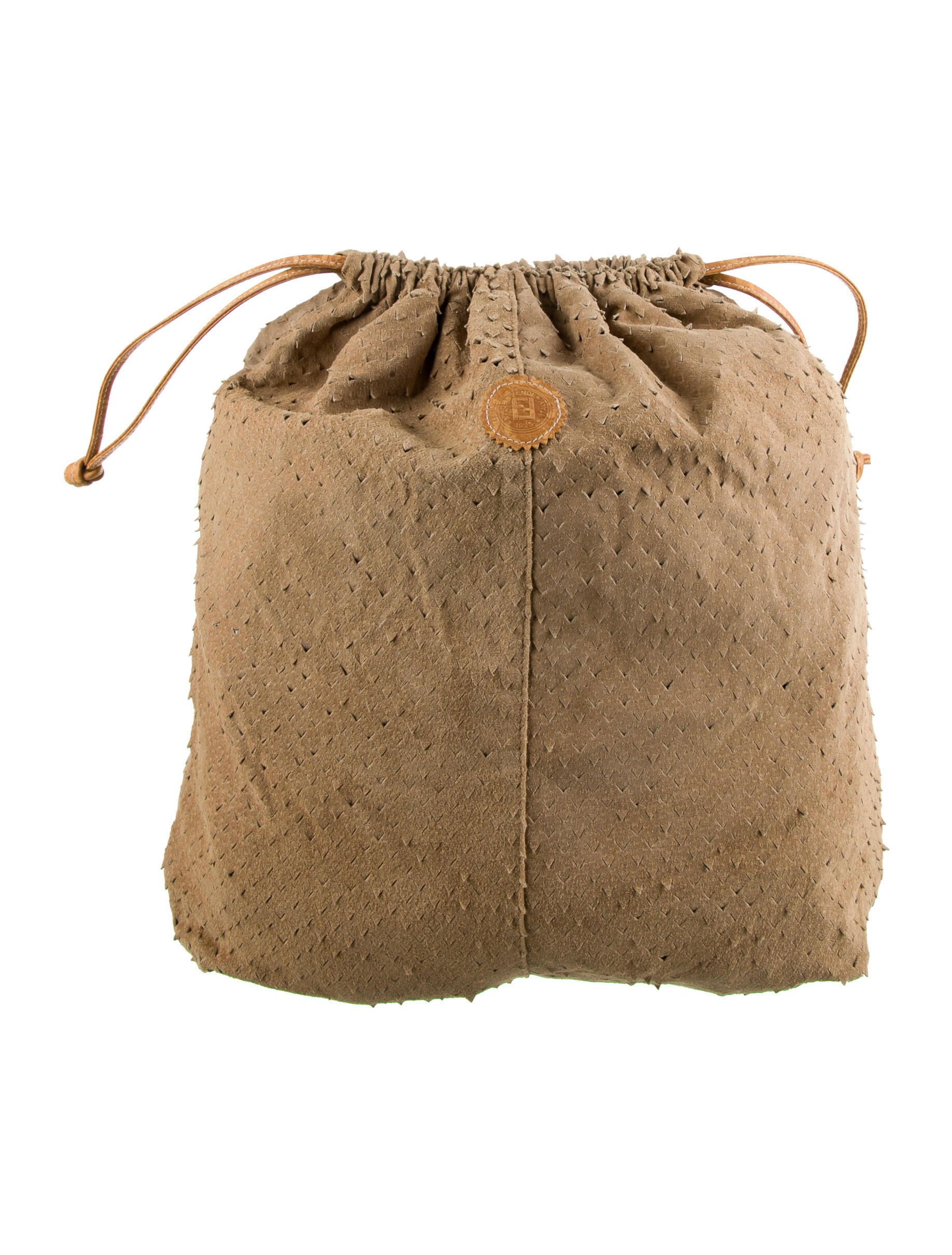 Fendi Vintage Suede Drawstring Bag - Neutrals Bucket Bags, Handbags ...