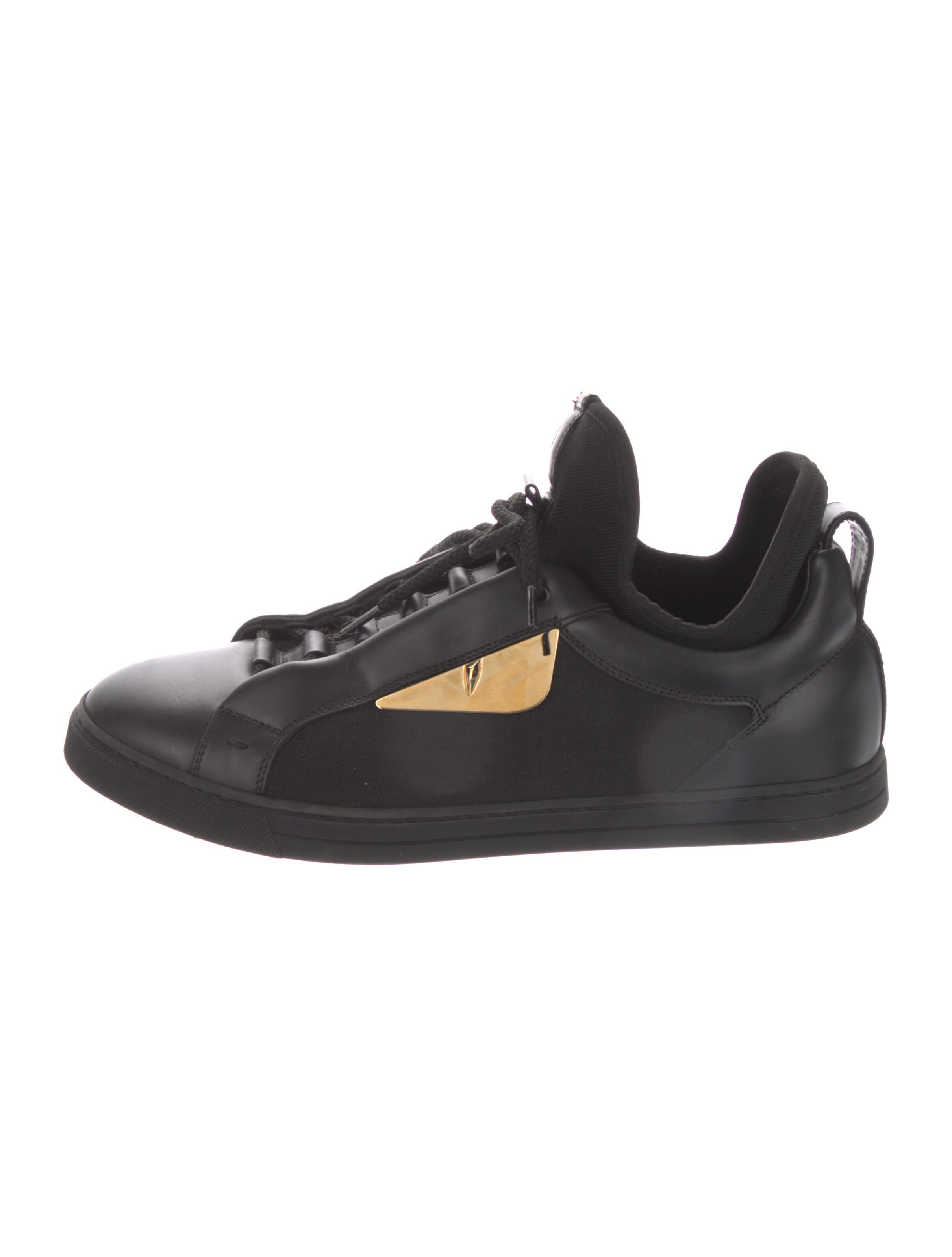 Fendi Monsters Motif Leather Sneakers - Black Sneakers, Shoes ...
